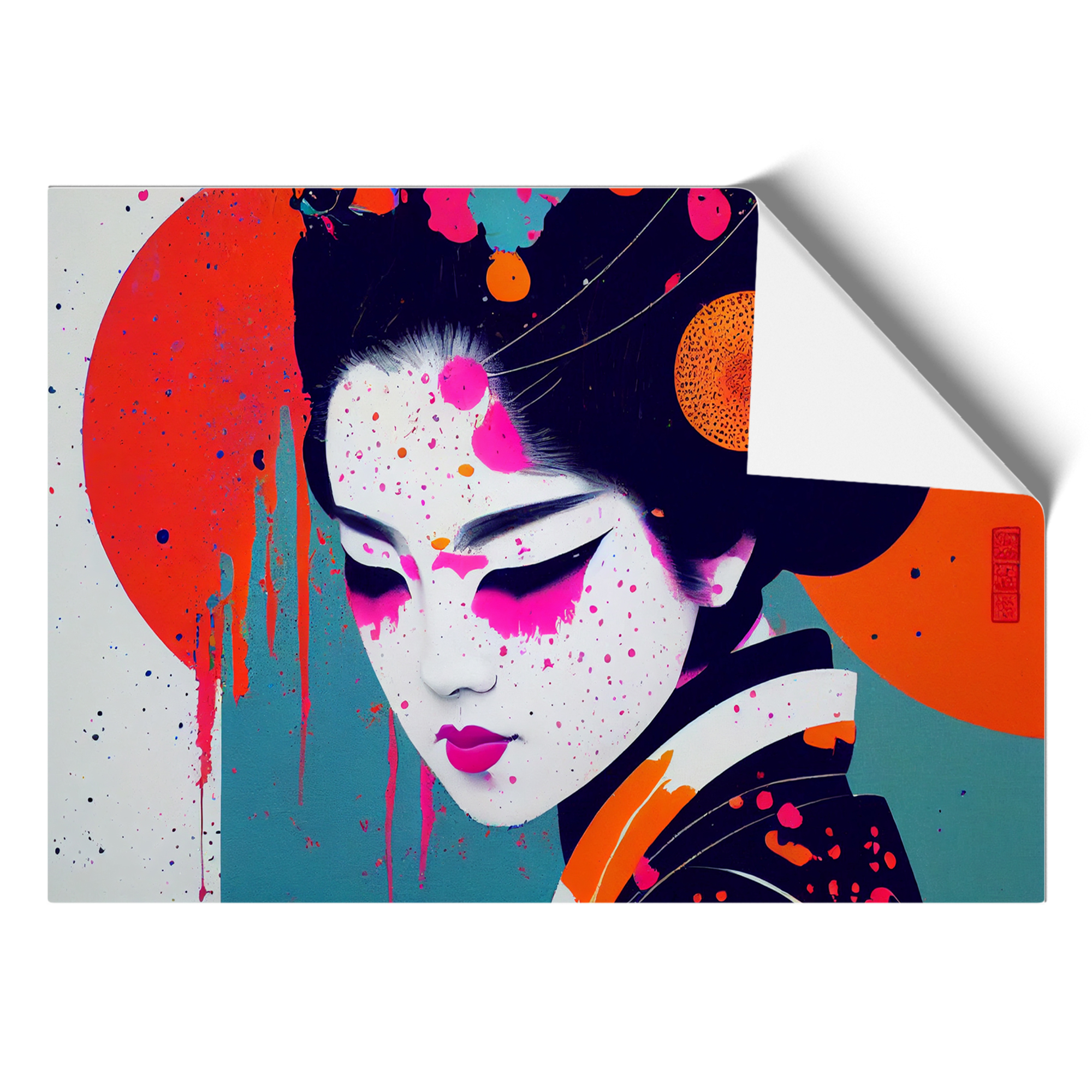 Geisha Paint Splatter Vol.4 Abstract Wall Art Print Framed Canvas ...