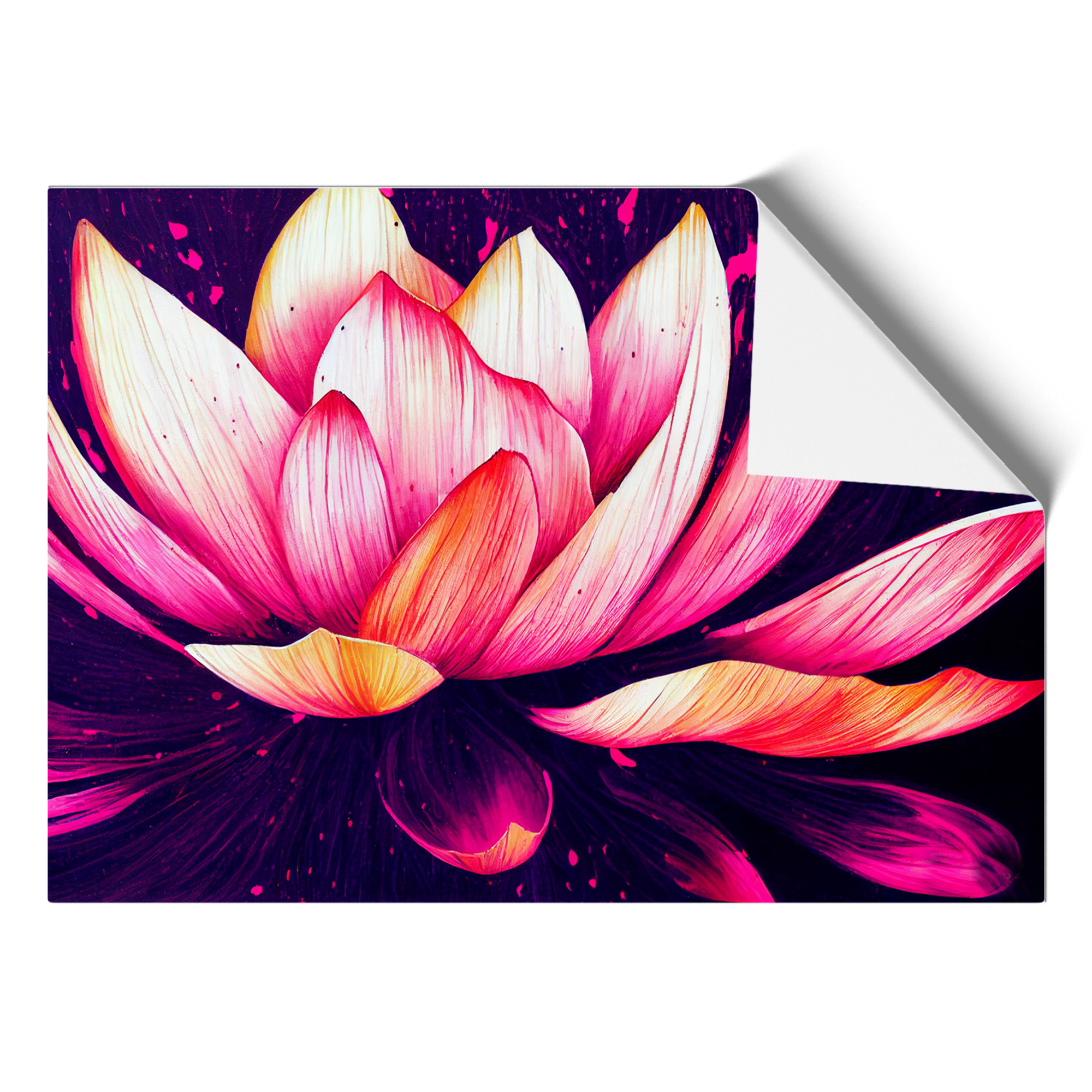 Lotus Flower Paint Splatter (4) Wall Art Print Framed Canvas Picture ...