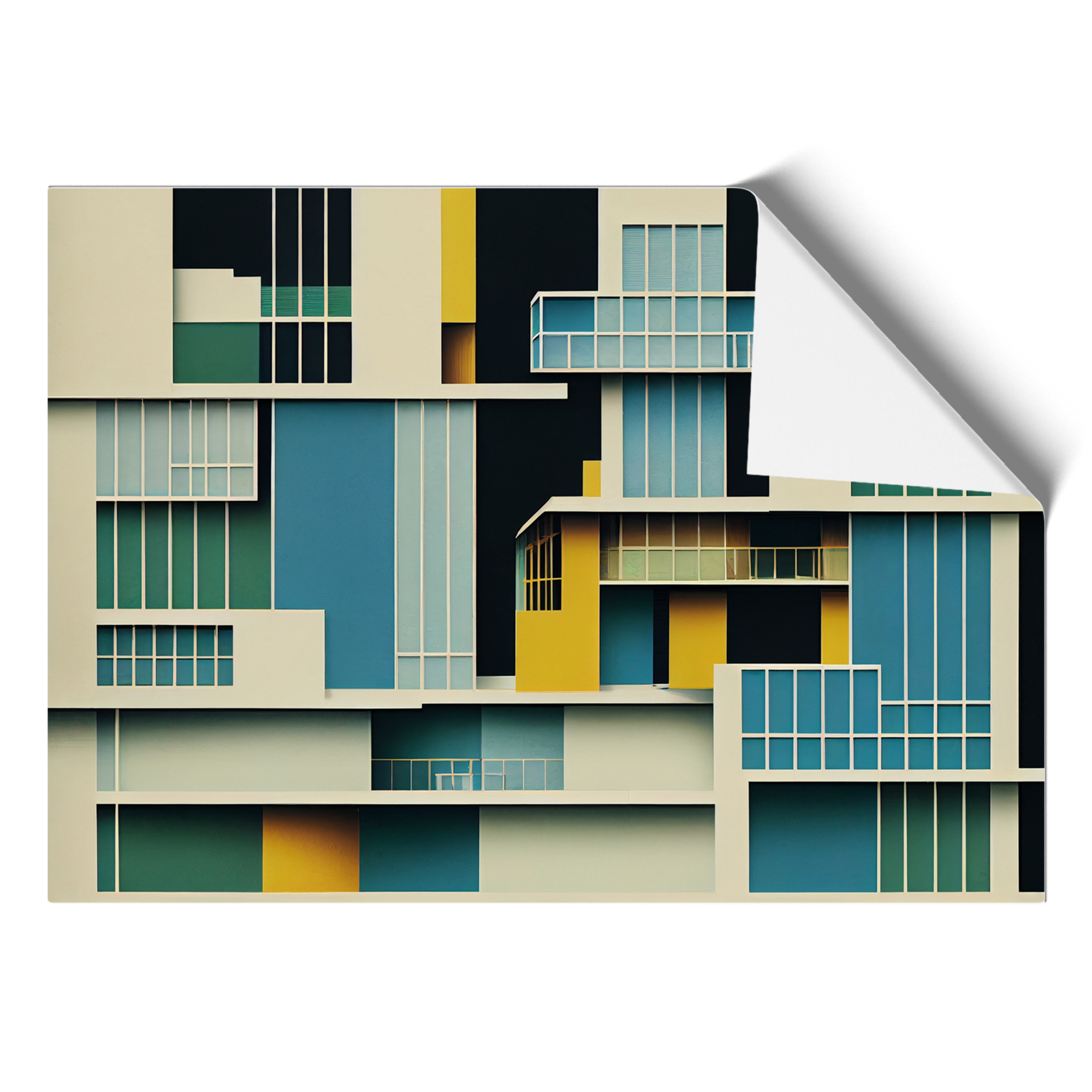 Modern Bauhaus Architecture Abstract Wall Art Print Framed Canvas ...