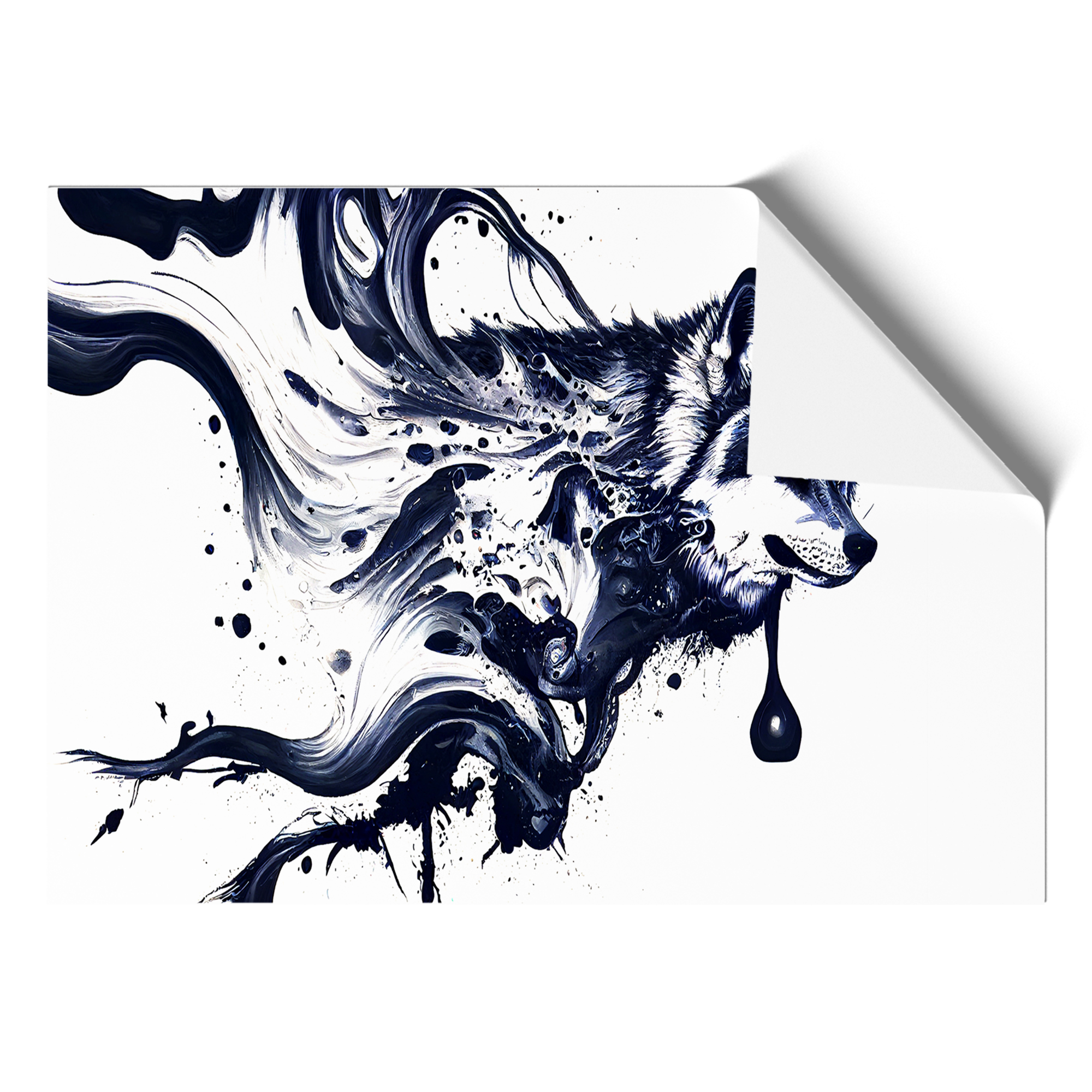 Paint Drip Wolf Abstract Framed Canvas Wall Art Print Poster Picture ...