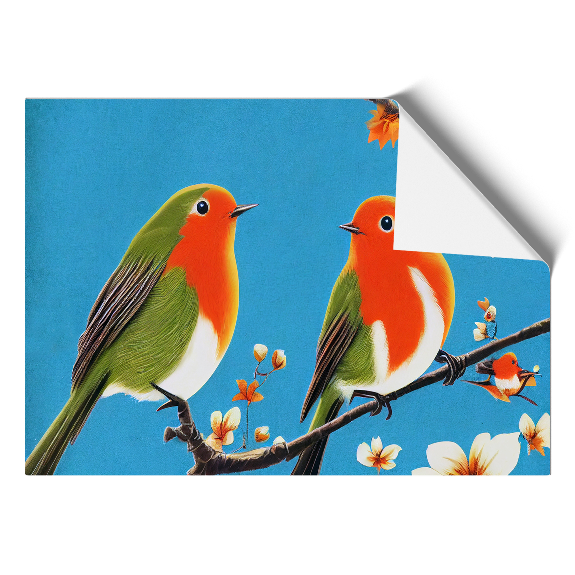 Two Robin Birds Framed Canvas Wall Art Print Poster Picture, Home Decor ...