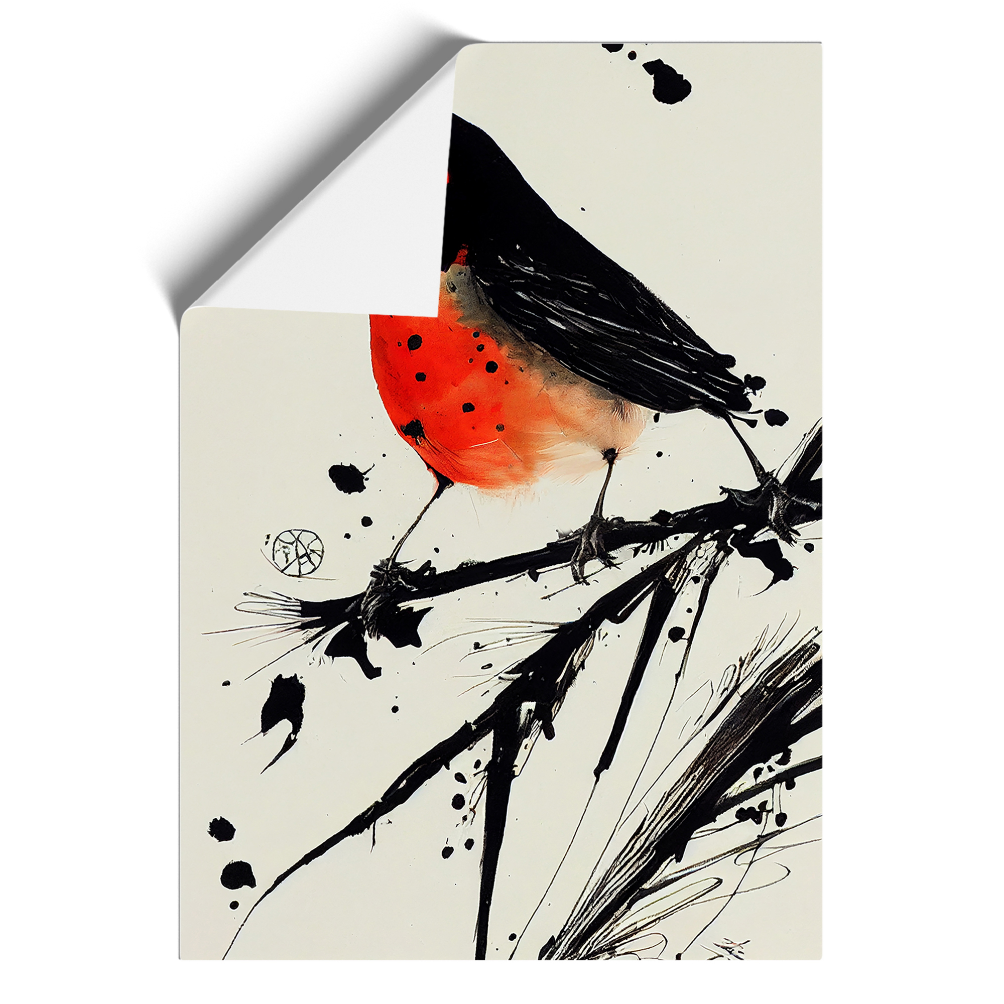 Robin Bird Paint Splatter Vol.3 Framed Canvas Wall Art Print Poster ...