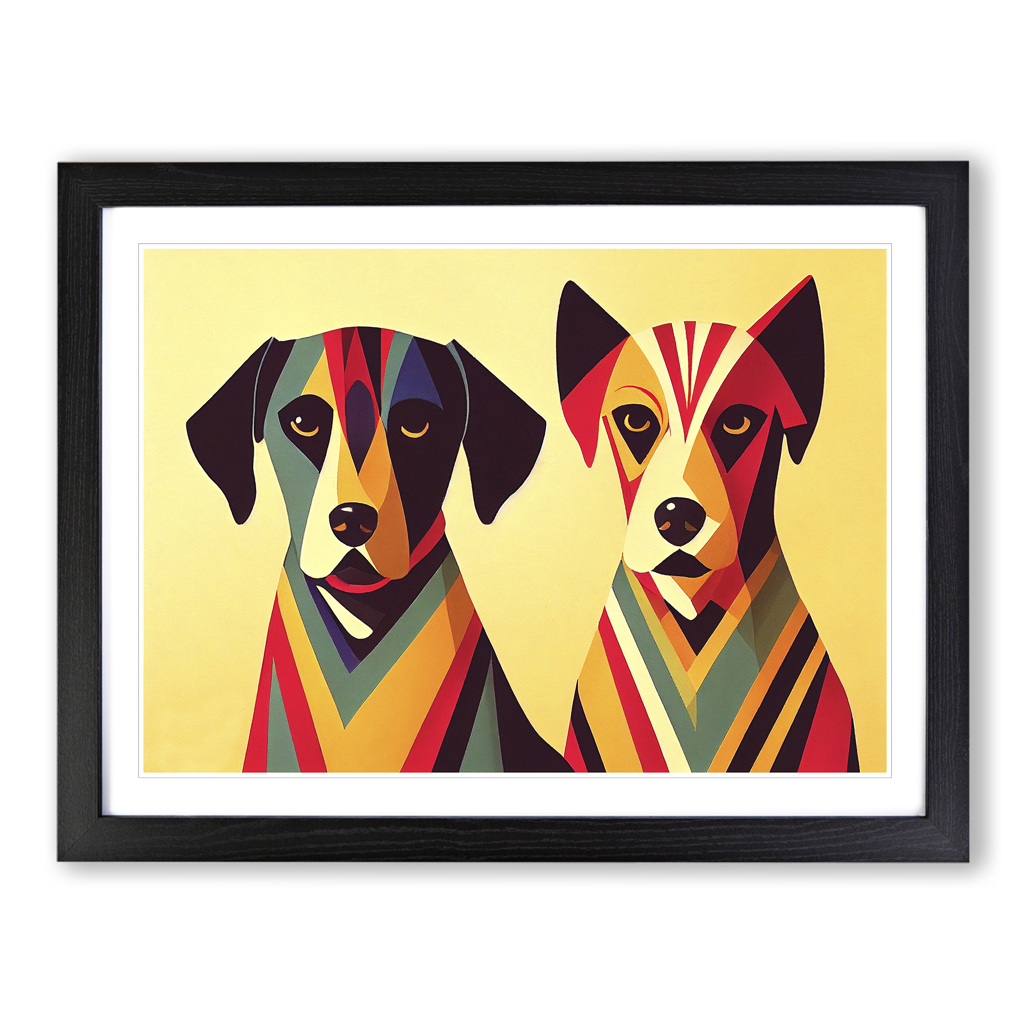 Art Deco Dogs Abstract Framed Canvas Wall Art Print Poster Picture ...
