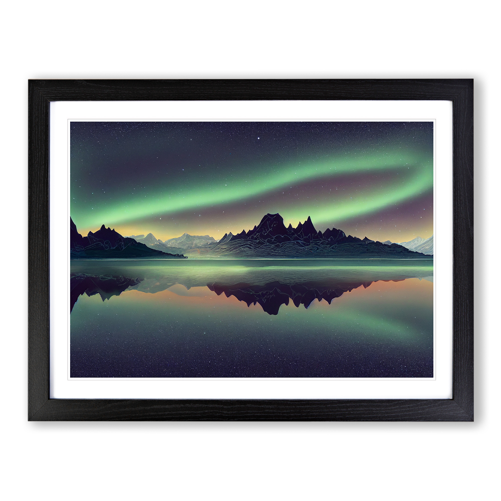Contemporary Northern Lights Framed Canvas Wall Art Print Poster ...
