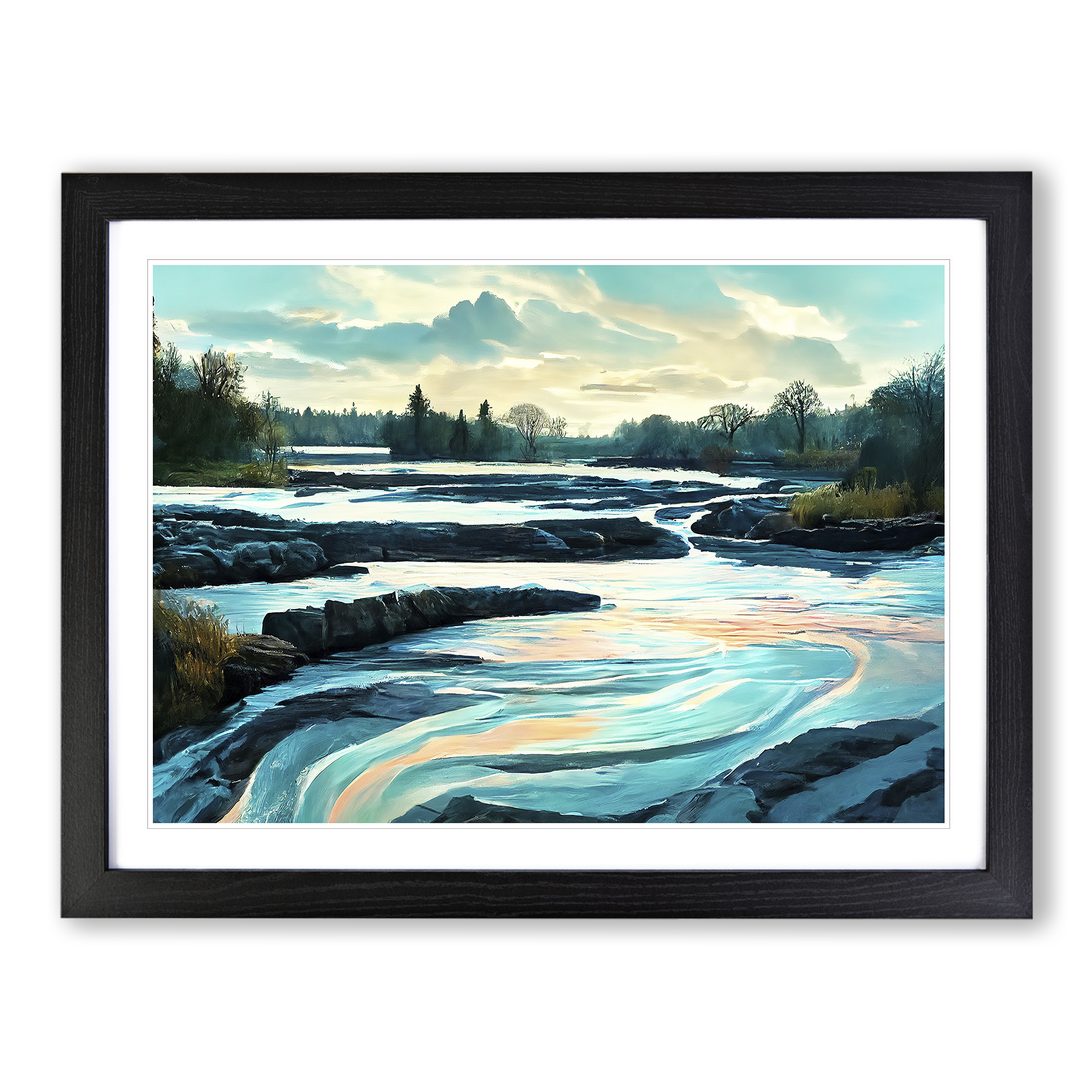 Cool River Wall Art Print Framed Canvas Picture Poster Home Decor ...