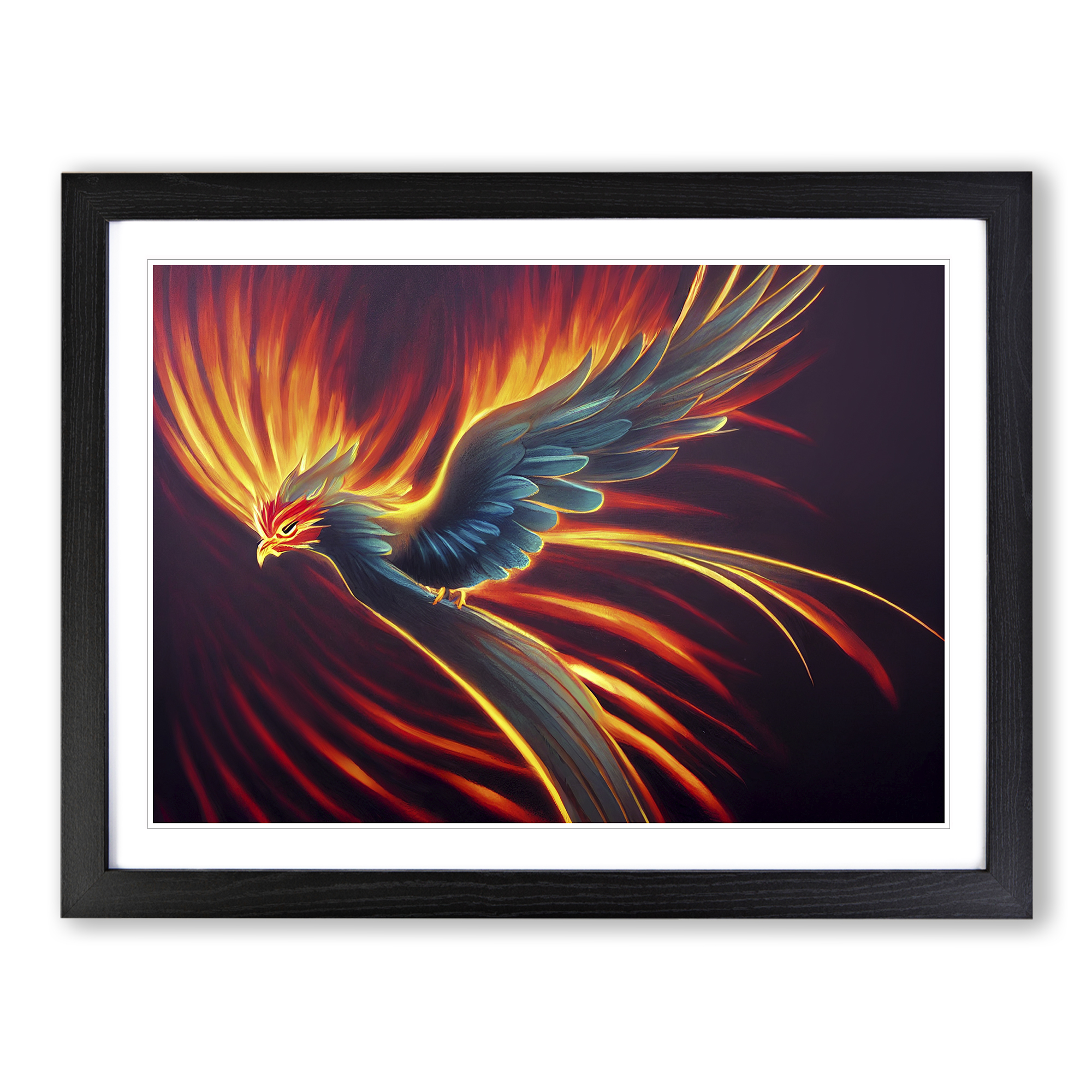 Explosive Phoenix Bird Framed Canvas Wall Art Print Poster Picture ...
