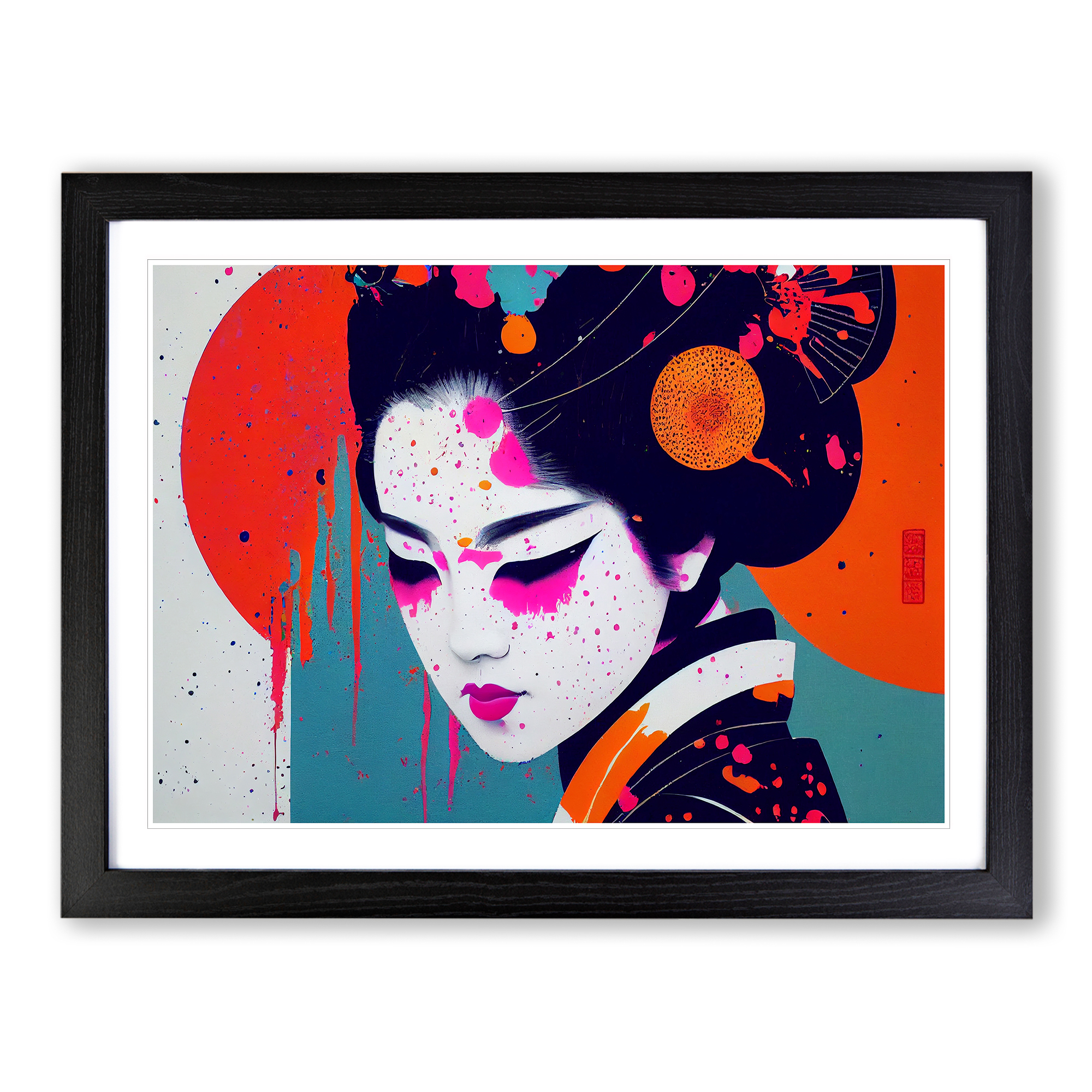 Geisha Paint Splatter Vol.4 Abstract Wall Art Print Framed Canvas ...