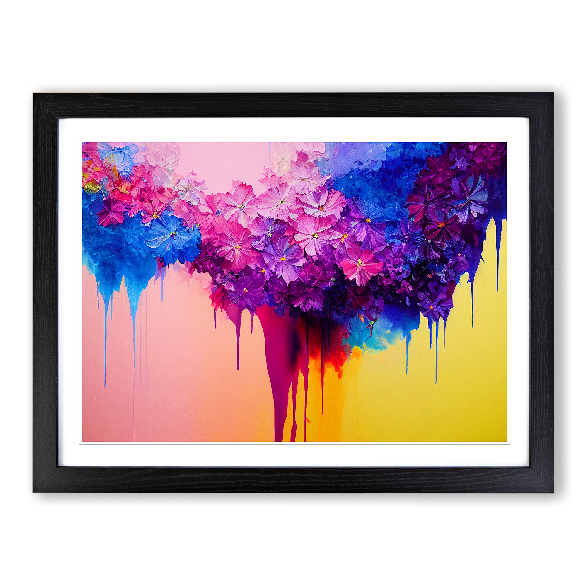 Head Turning Modern Flowers Abstract Wall Art Print Framed Canvas ...