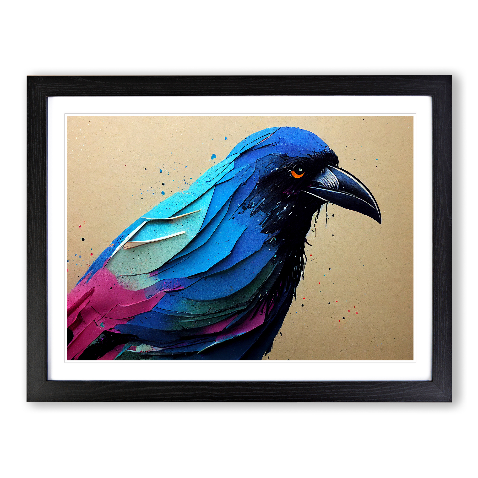Iconic Crow Bird Art Abstract Wall Art Print Framed Canvas Picture ...