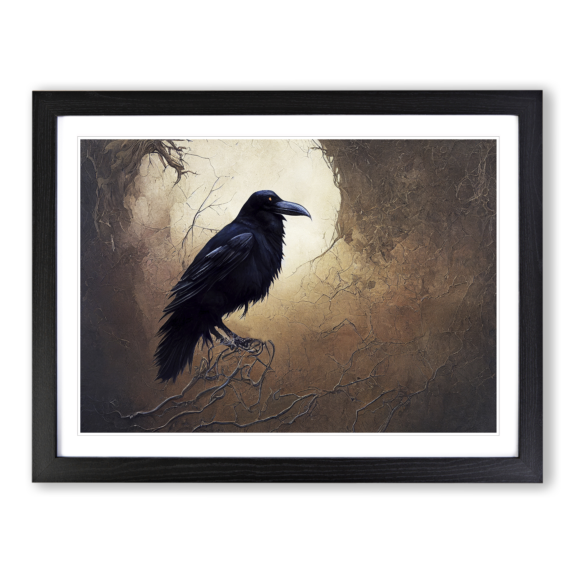 Mysterious Raven Bird Framed Canvas Wall Art Print Poster Picture, Home ...