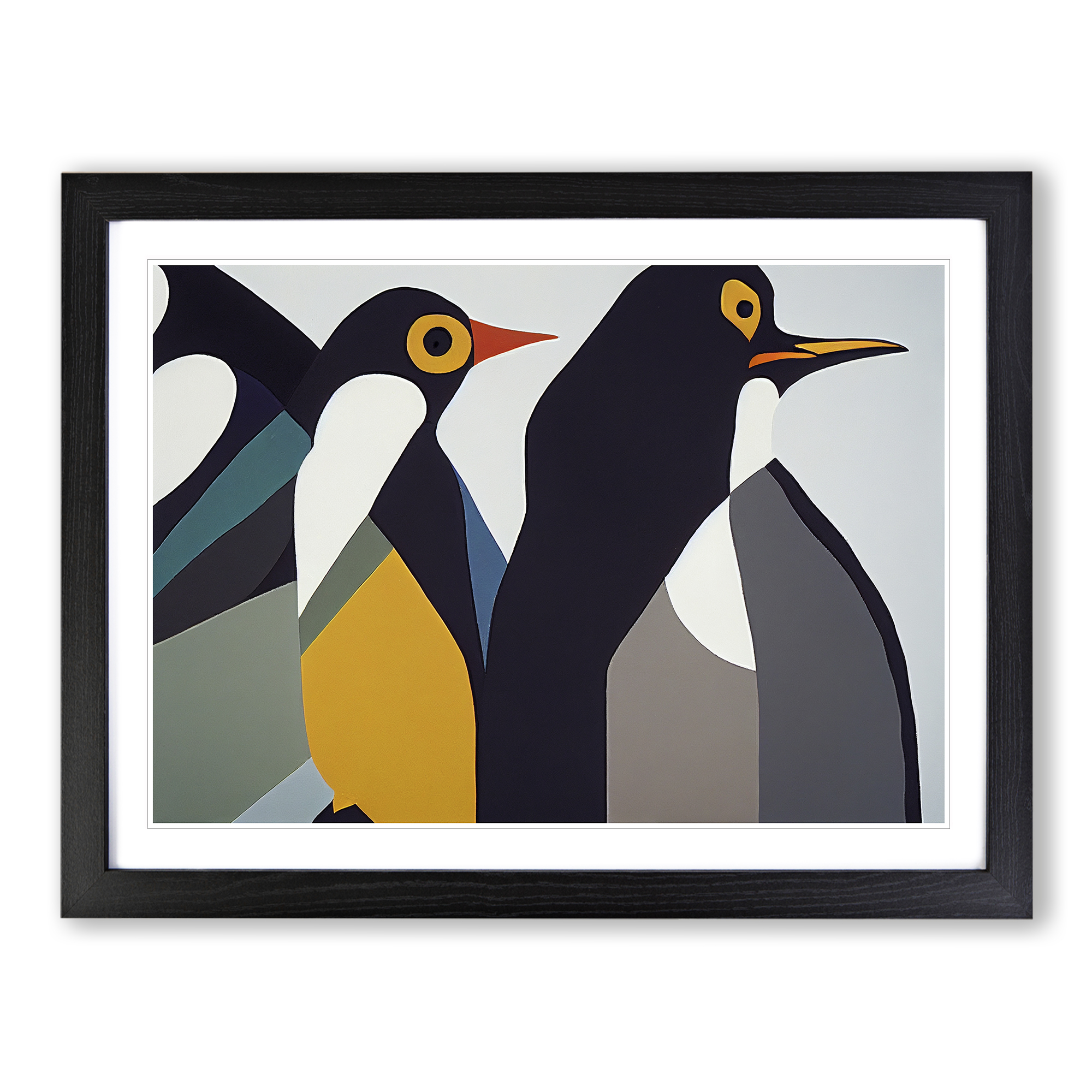Penguins Abstract Framed Canvas Wall Art Print Poster Picture, Home ...