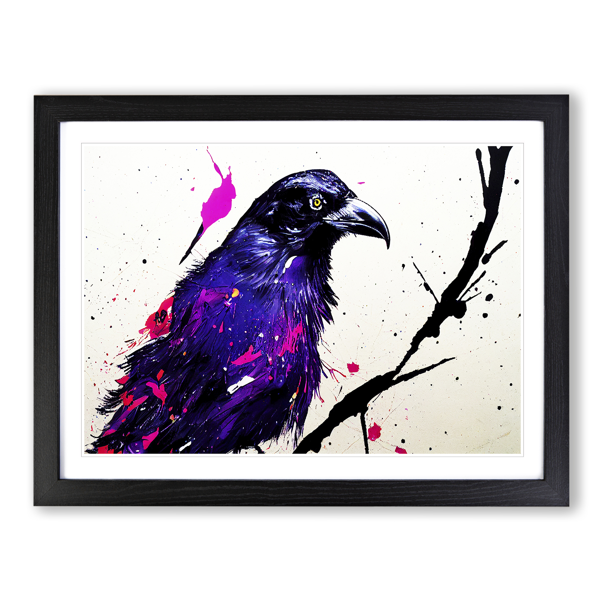 Raven Bird Splash Vol.1 Abstract Wall Art Print Framed Canvas Picture ...