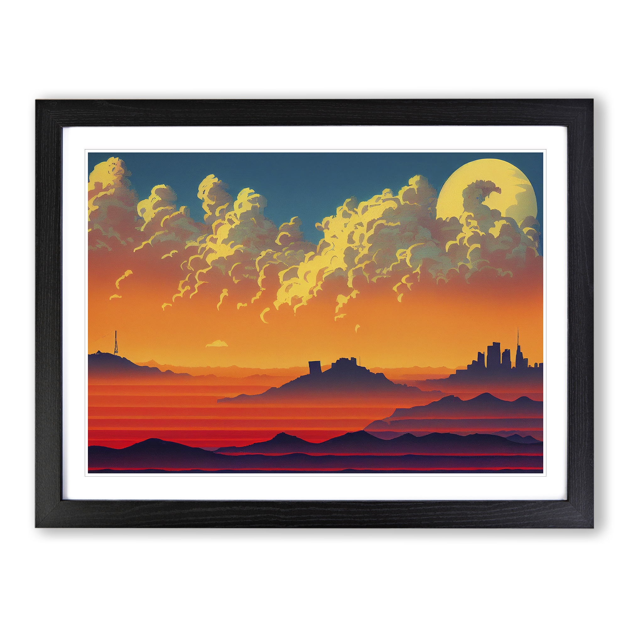 Sunset Landscape Art Deco Wall Art Print Framed Canvas Picture Poster ...