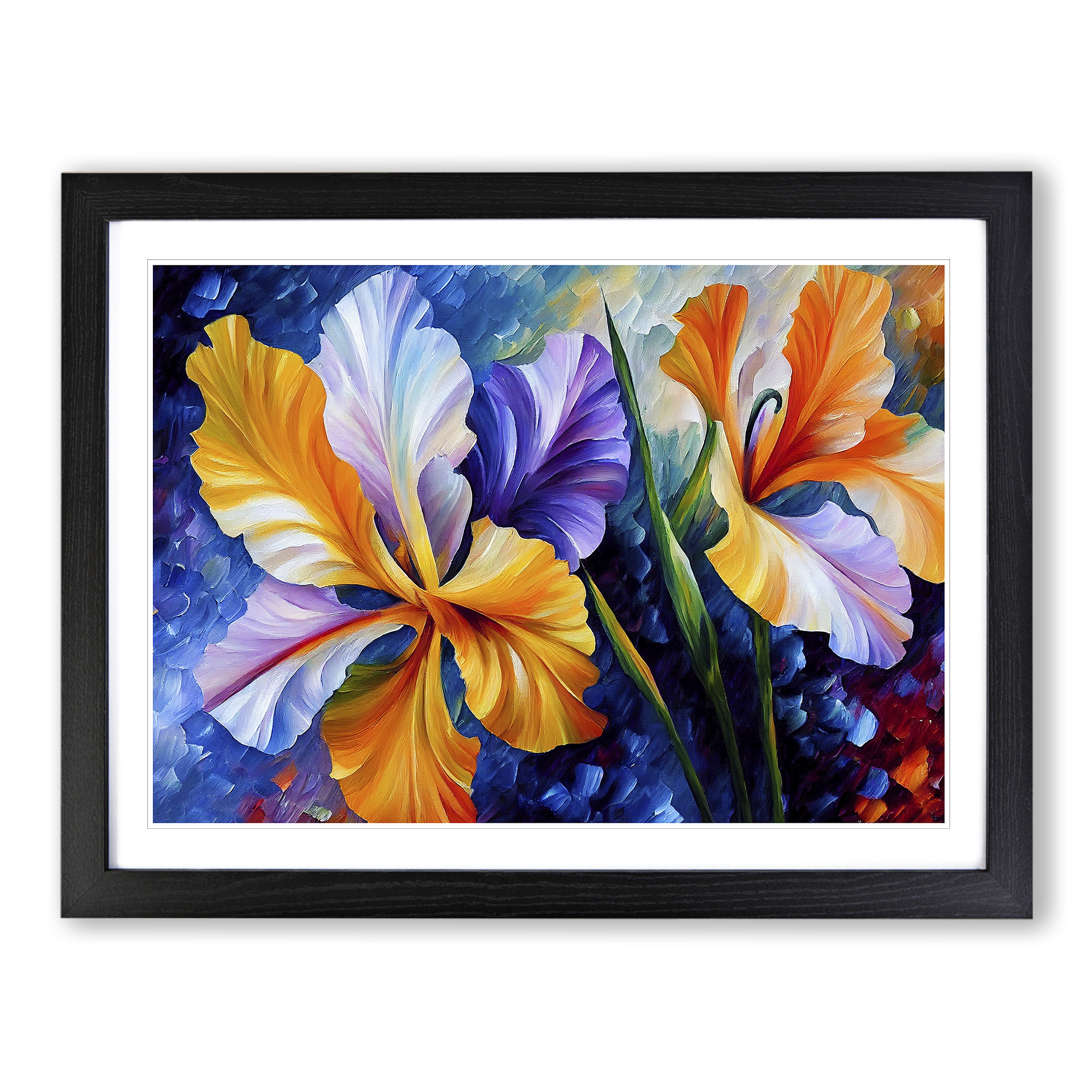 Wild Iris Flowers Abstract Wall Art Print Framed Canvas Picture Poster ...