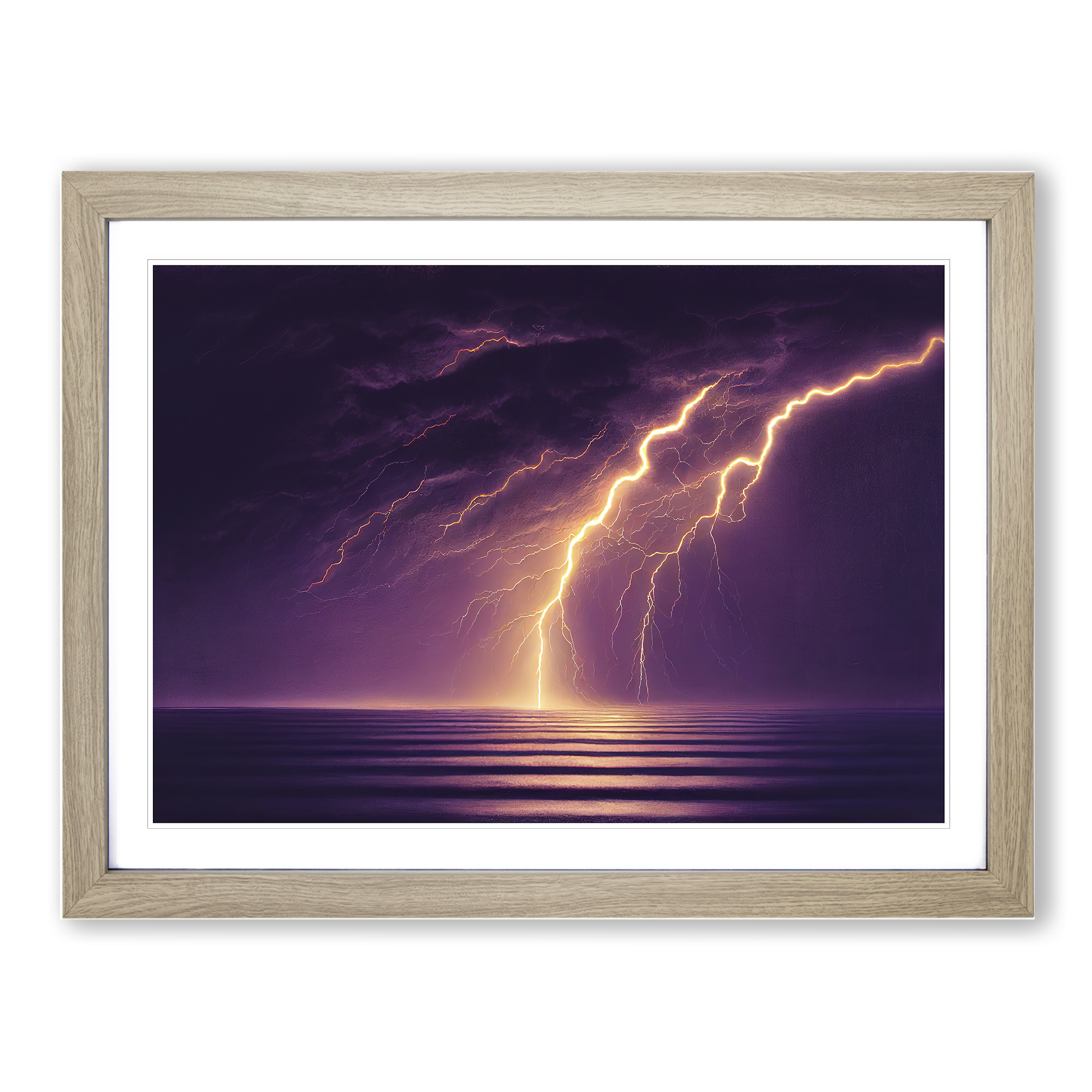 Beautiful Lightning Storm Wall Art Print Framed Canvas Picture Poster ...