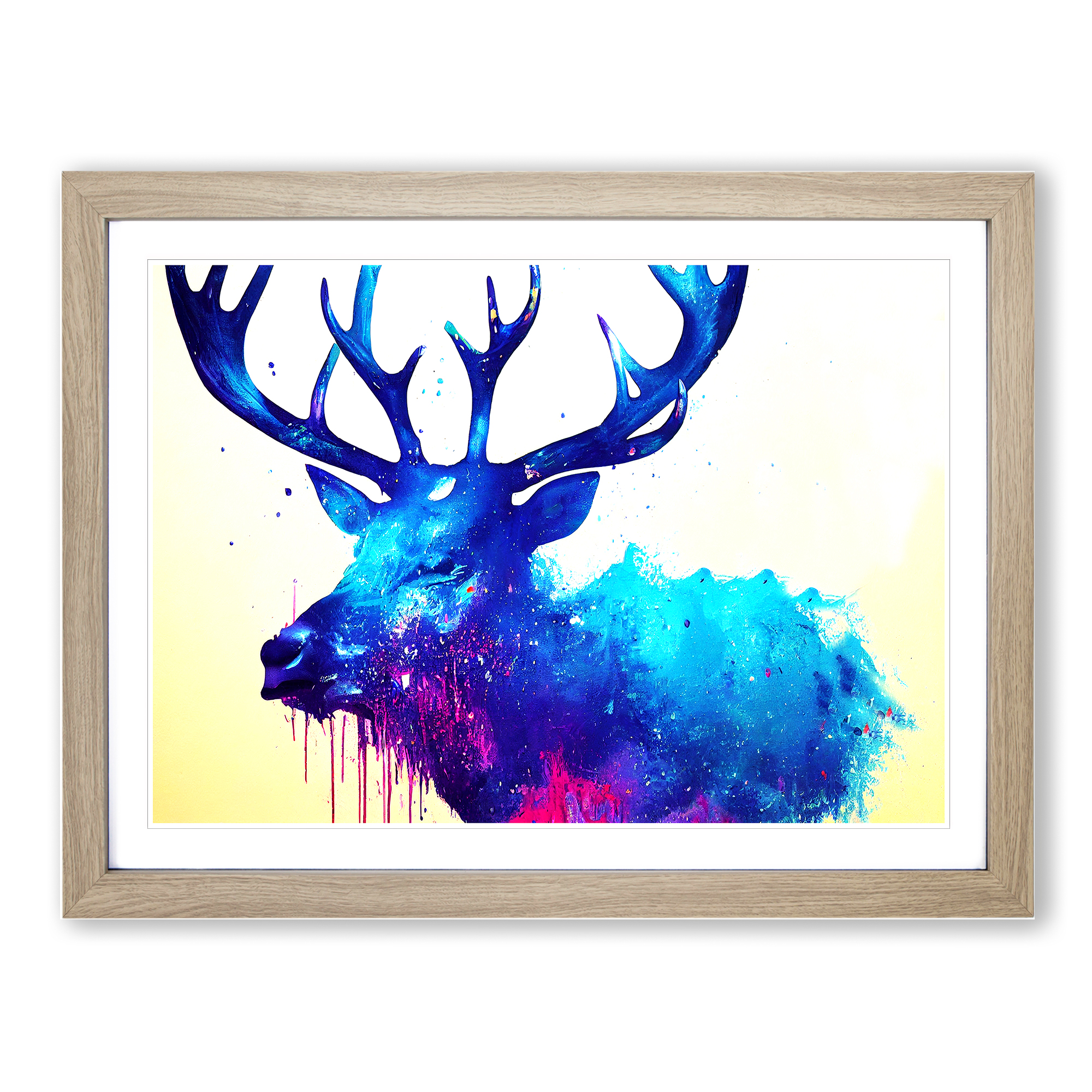 Colourful Stag Deer Vol.1 Abstract Wall Art Print Framed Canvas Picture ...