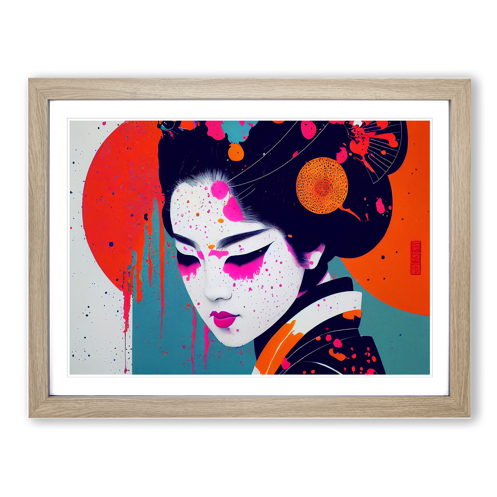 Geisha Paint Splatter Vol.4 Abstract Wall Art Print Framed Canvas ...