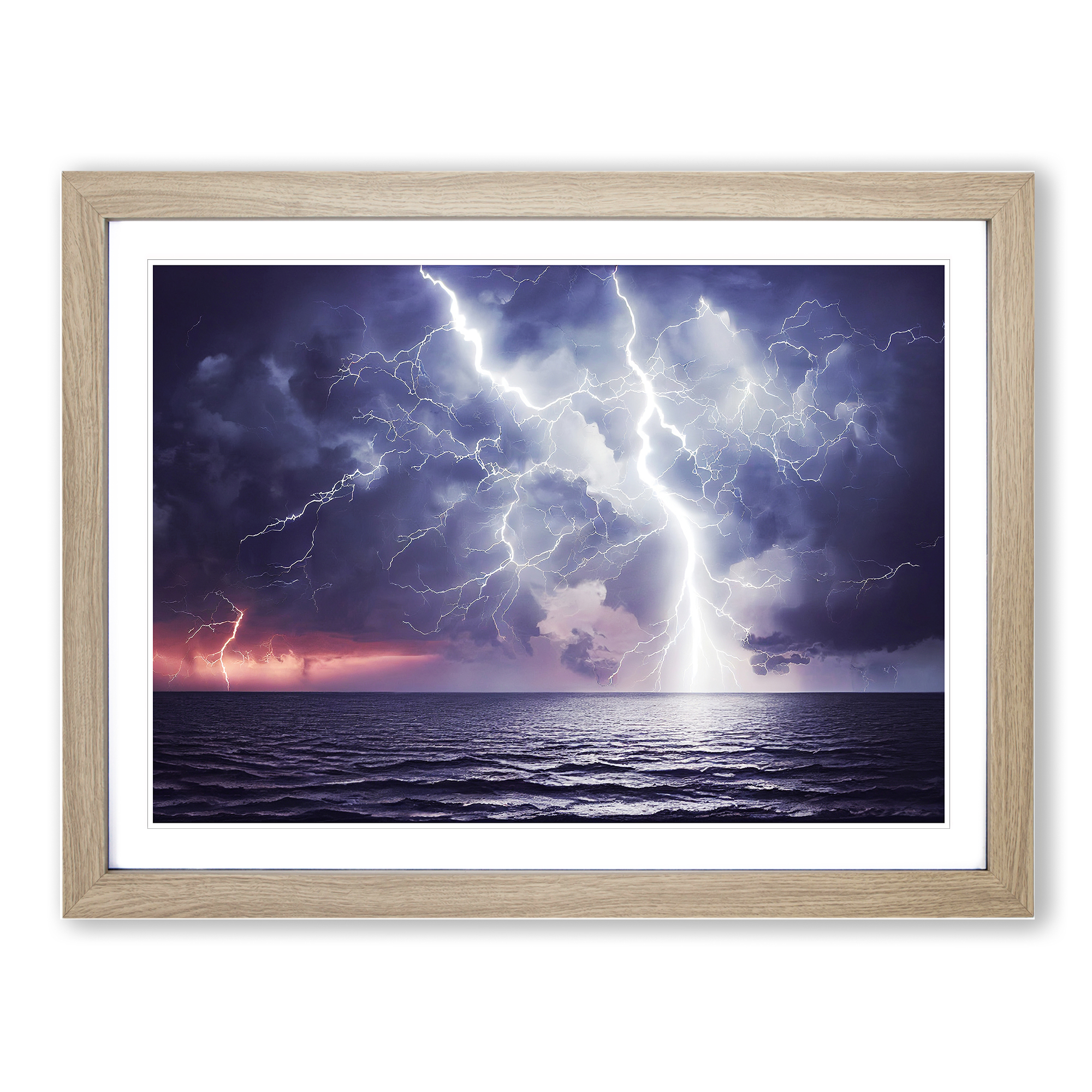 Hopeful Lightning Storm Framed Canvas Wall Art Print Poster Picture ...