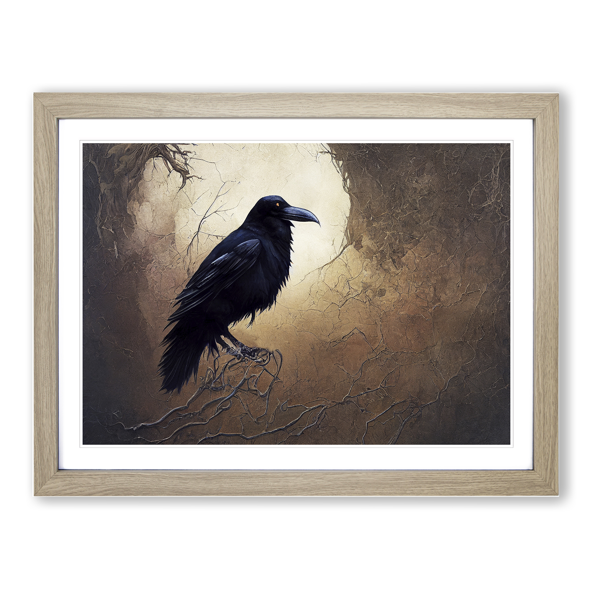 Mysterious Raven Bird Framed Canvas Wall Art Print Poster Picture, Home ...