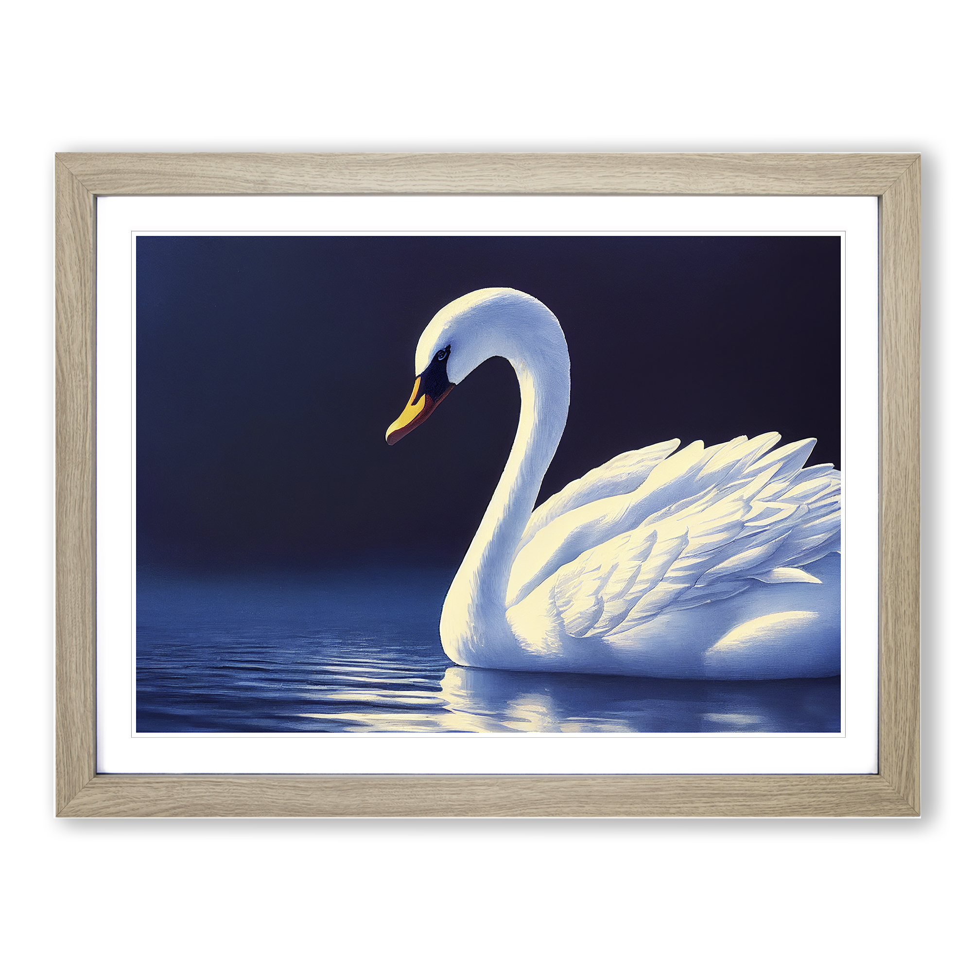 Ravishing Swan Framed Canvas Wall Art Print Poster Picture, Home Decor ...