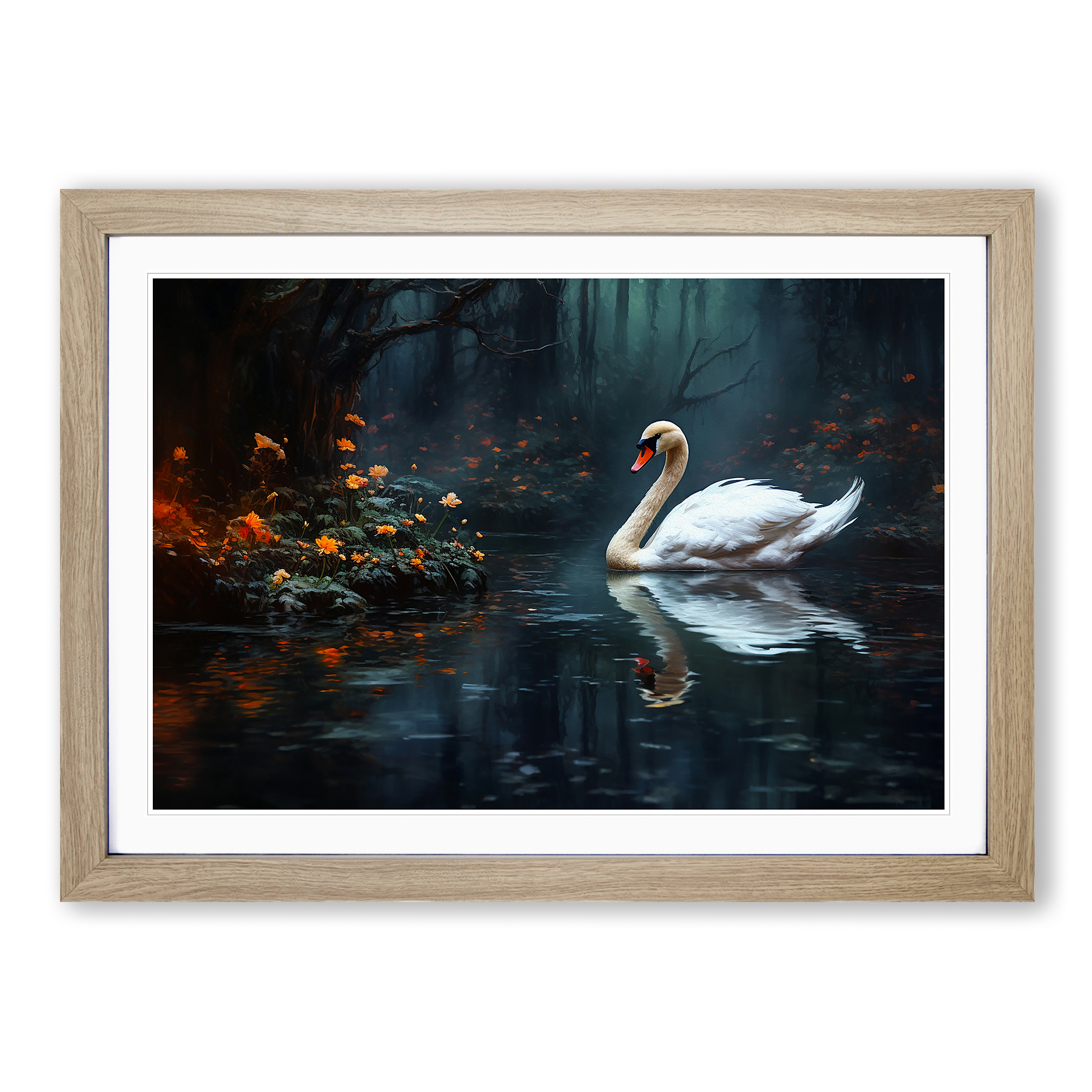 Swan Photograph 8K Framed Canvas Wall Art Print Poster Picture, Home ...
