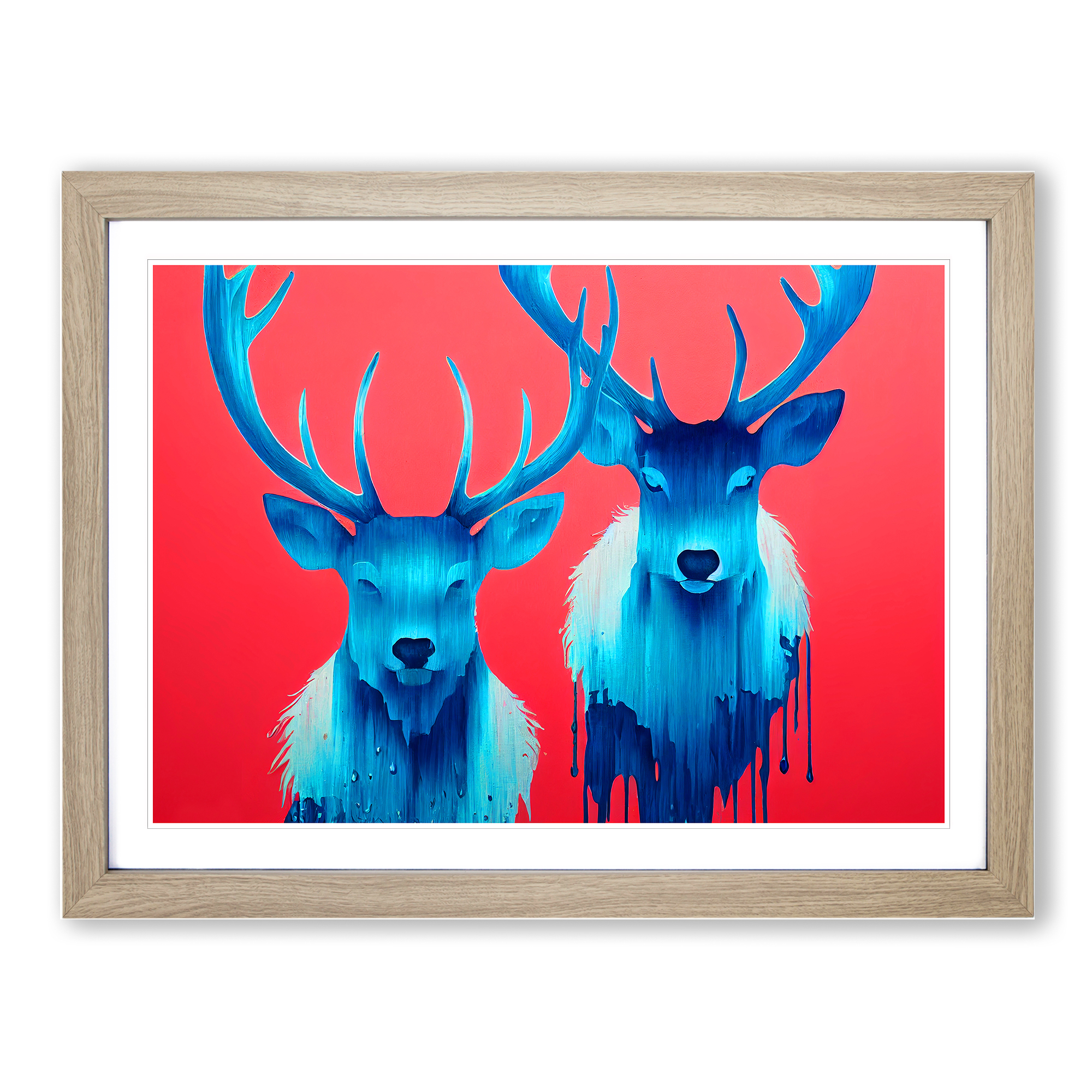 Two Stags Vol.1 Abstract Wall Art Print Framed Canvas Picture Poster ...
