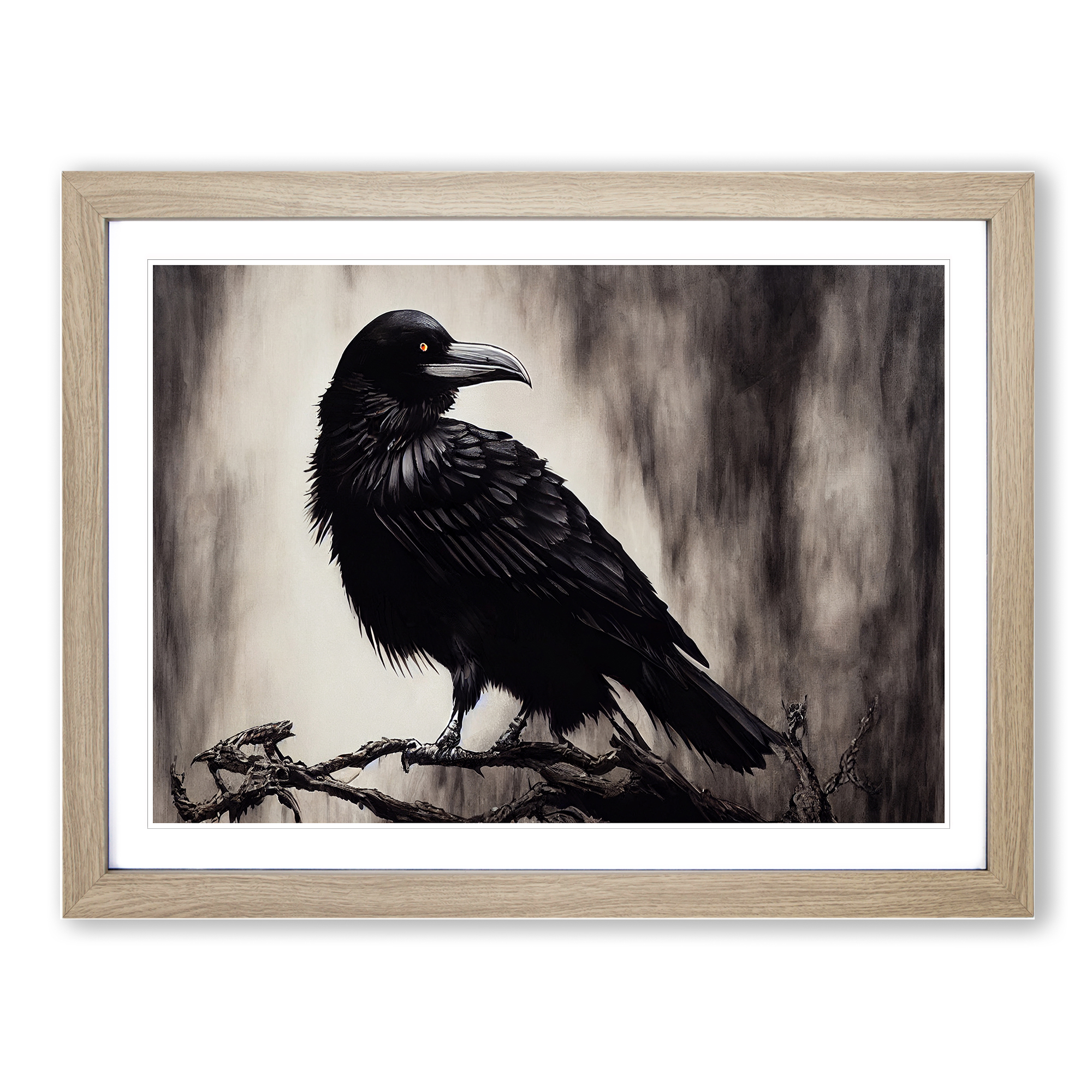 Unreal Raven Bird Framed Canvas Wall Art Print Poster Picture, Home ...