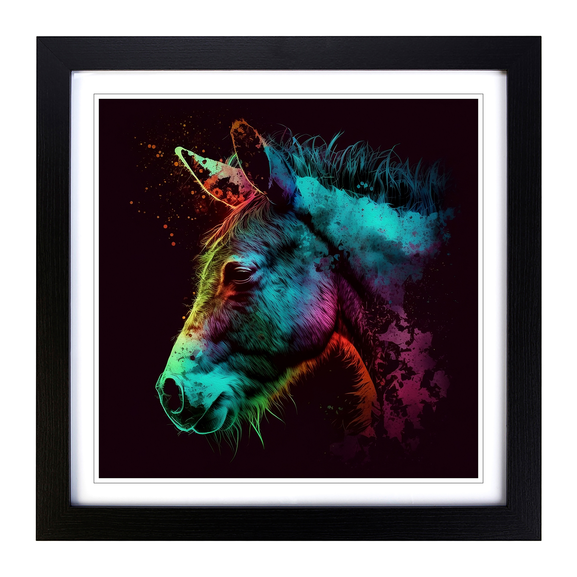 Donkey Graphic Wall Art Print Framed Canvas Picture Poster Decor Living ...