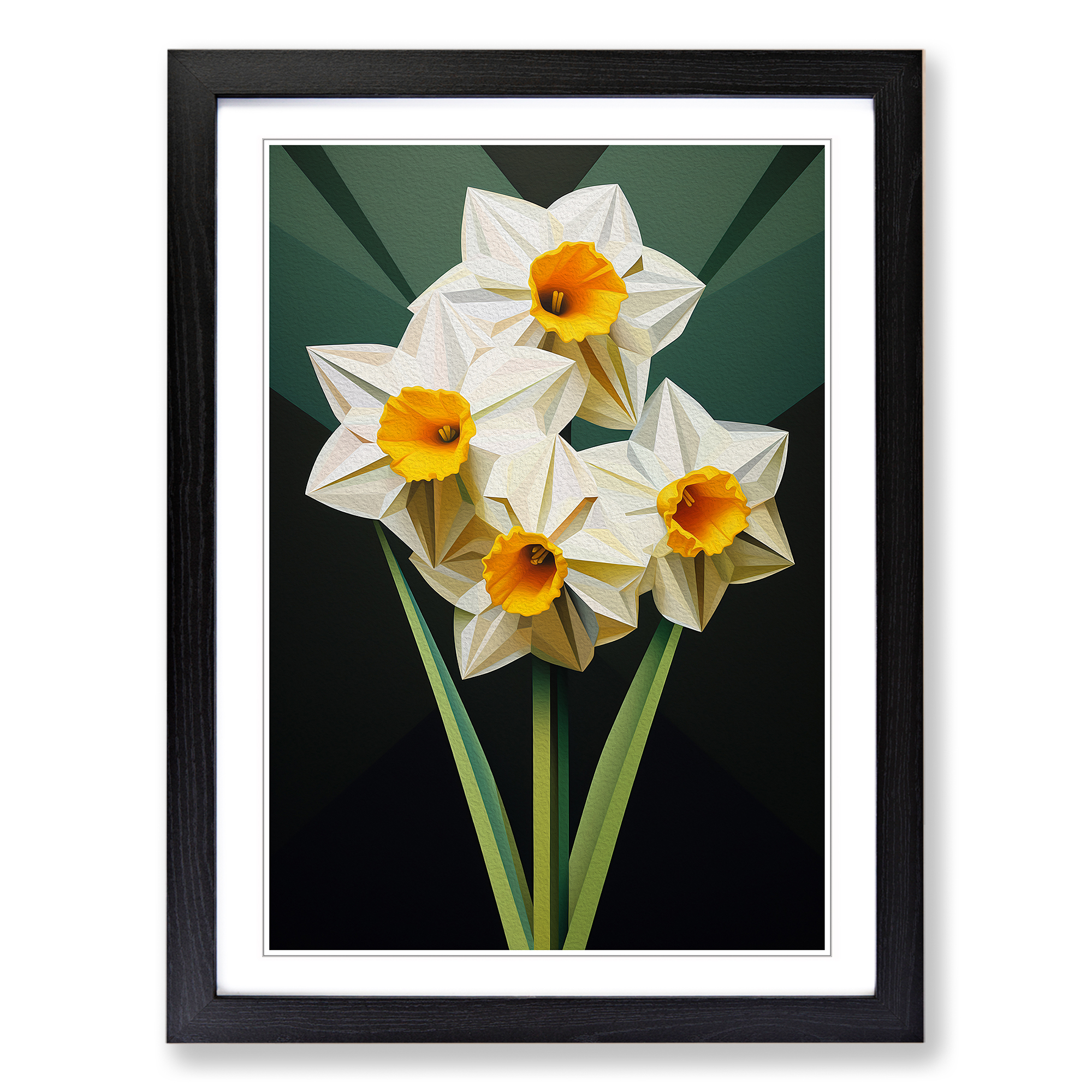 Daffodil Flower Geometric No.2 Wall Art Print Framed Canvas Picture Poster Decor | eBay