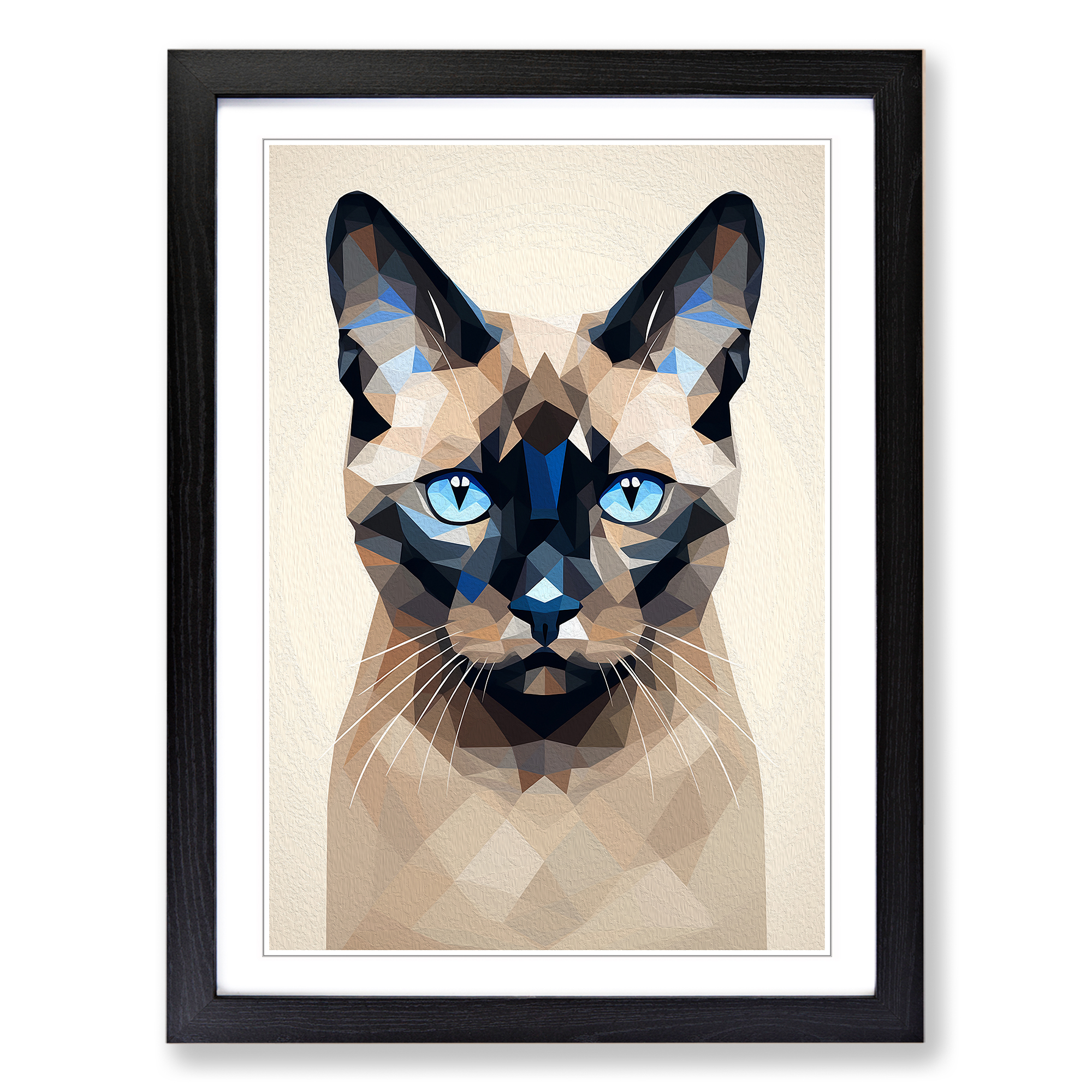 Siamese Cat Geometric No.2 Wall Art Print Framed Canvas Picture Poster ...
