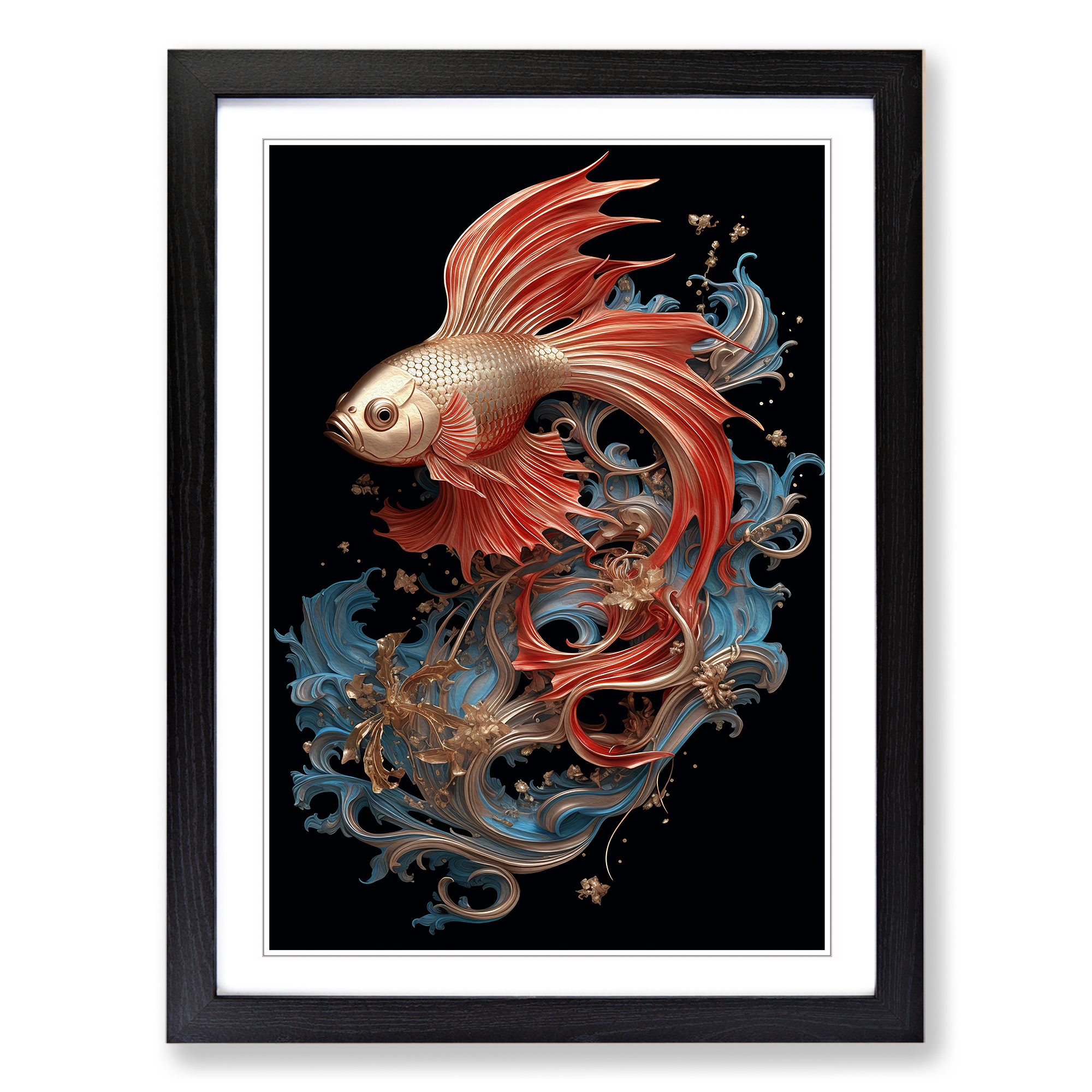Siamese Fighting Fish Nouveau No.2 Wall Art Print Framed Canvas Picture ...
