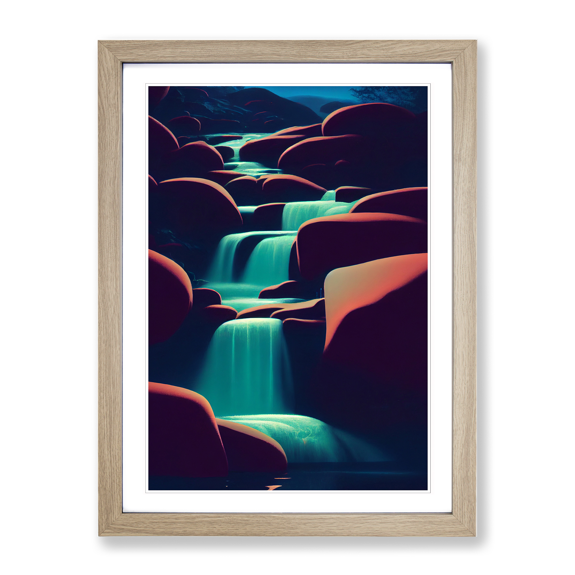 Digital Art Stream Framed Canvas Wall Art Print Poster Picture, Home ...
