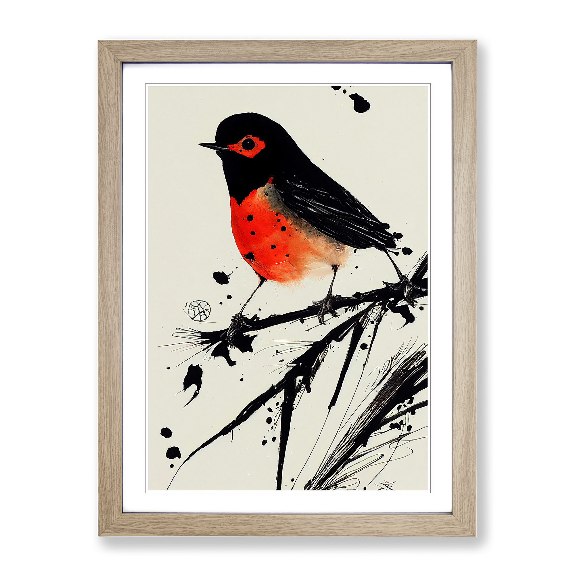 Robin Bird Paint Splatter Vol.3 Framed Canvas Wall Art Print Poster ...