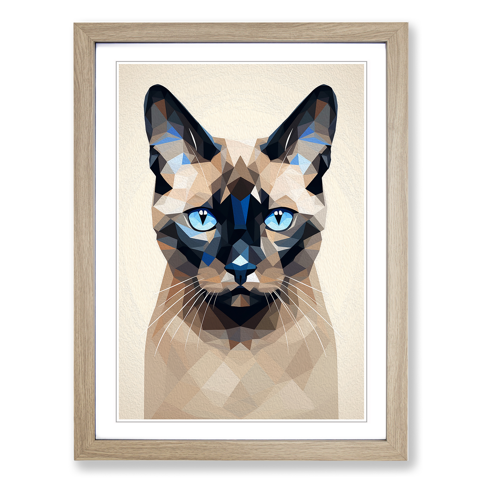 Siamese Cat Geometric No.2 Wall Art Print Framed Canvas Picture Poster ...