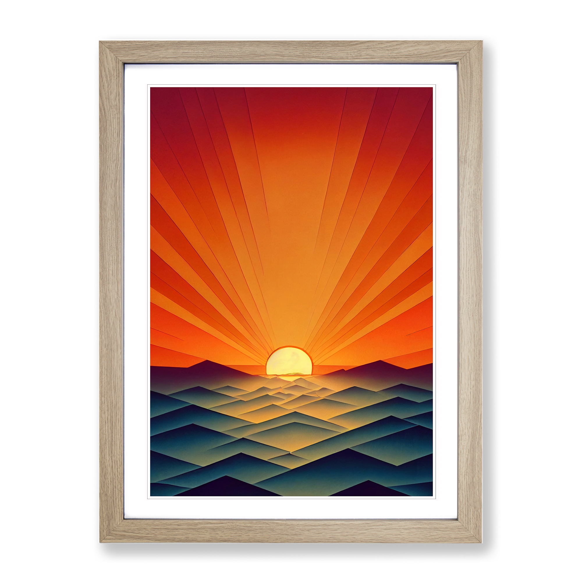 Sunset Polygon Framed Canvas Wall Art Print Poster Picture, Home Decor ...