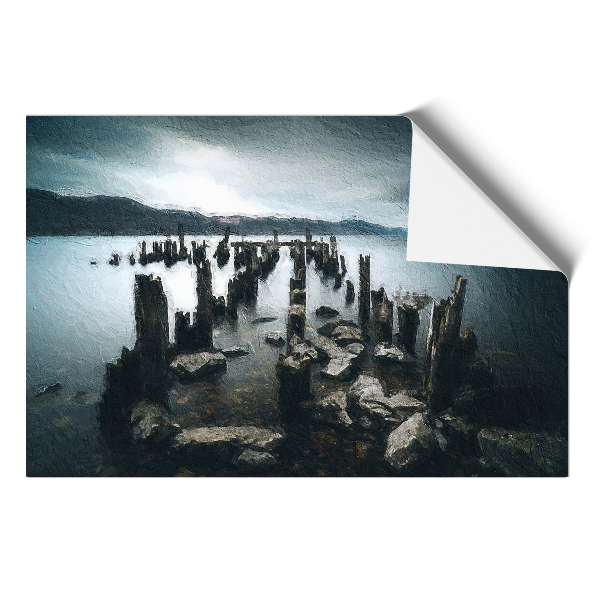 Remains of a Jetty in Loch Ness Framed Canvas Wall Art Print Poster ...
