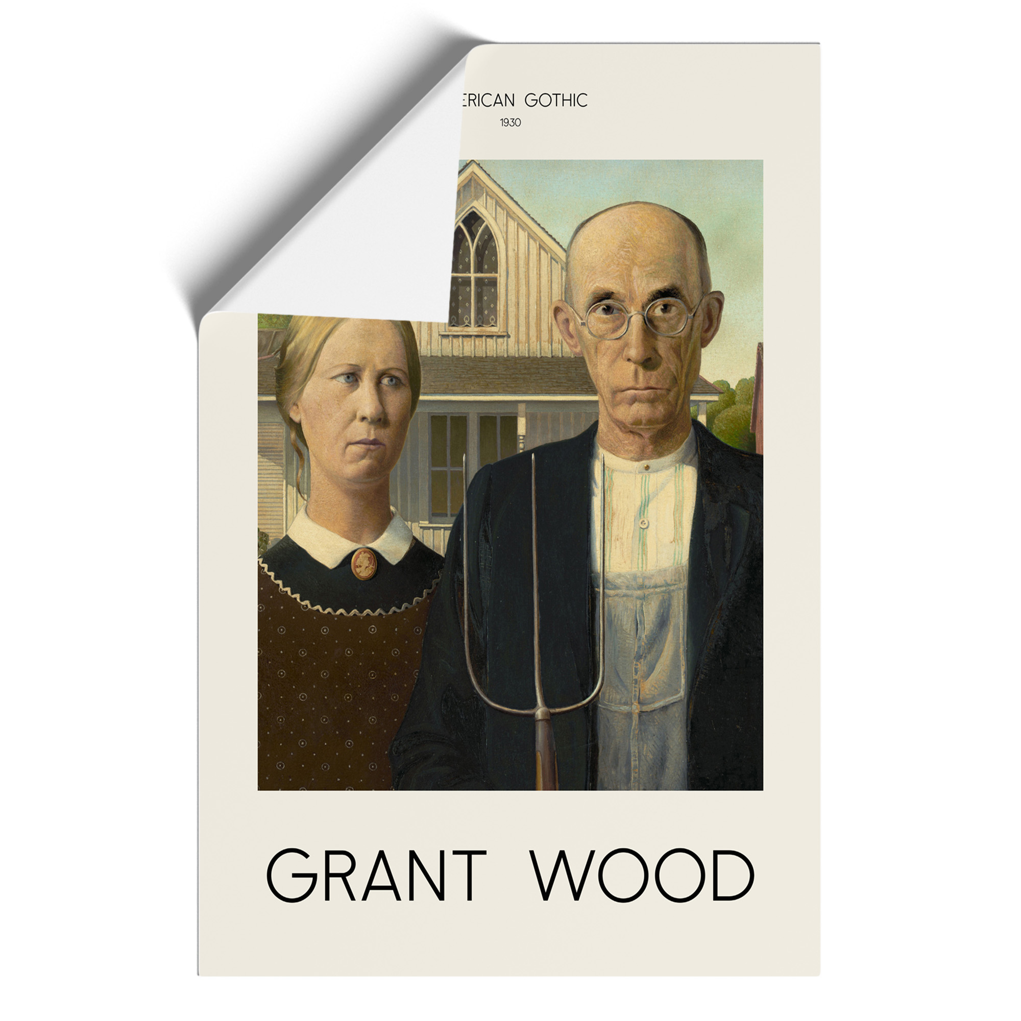 American Gothic Print By Grant Wood Exhibition Framed Canvas Wall Art ...