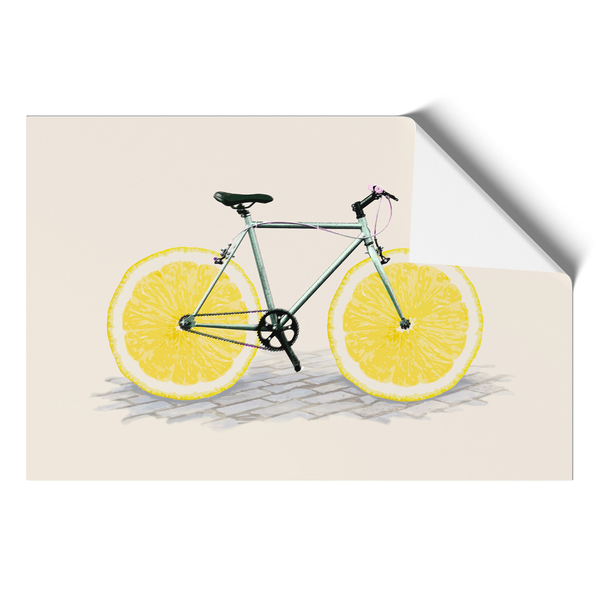 Lemon Bicycle Framed Canvas Wall Art Print Poster Picture, Home Decor ...