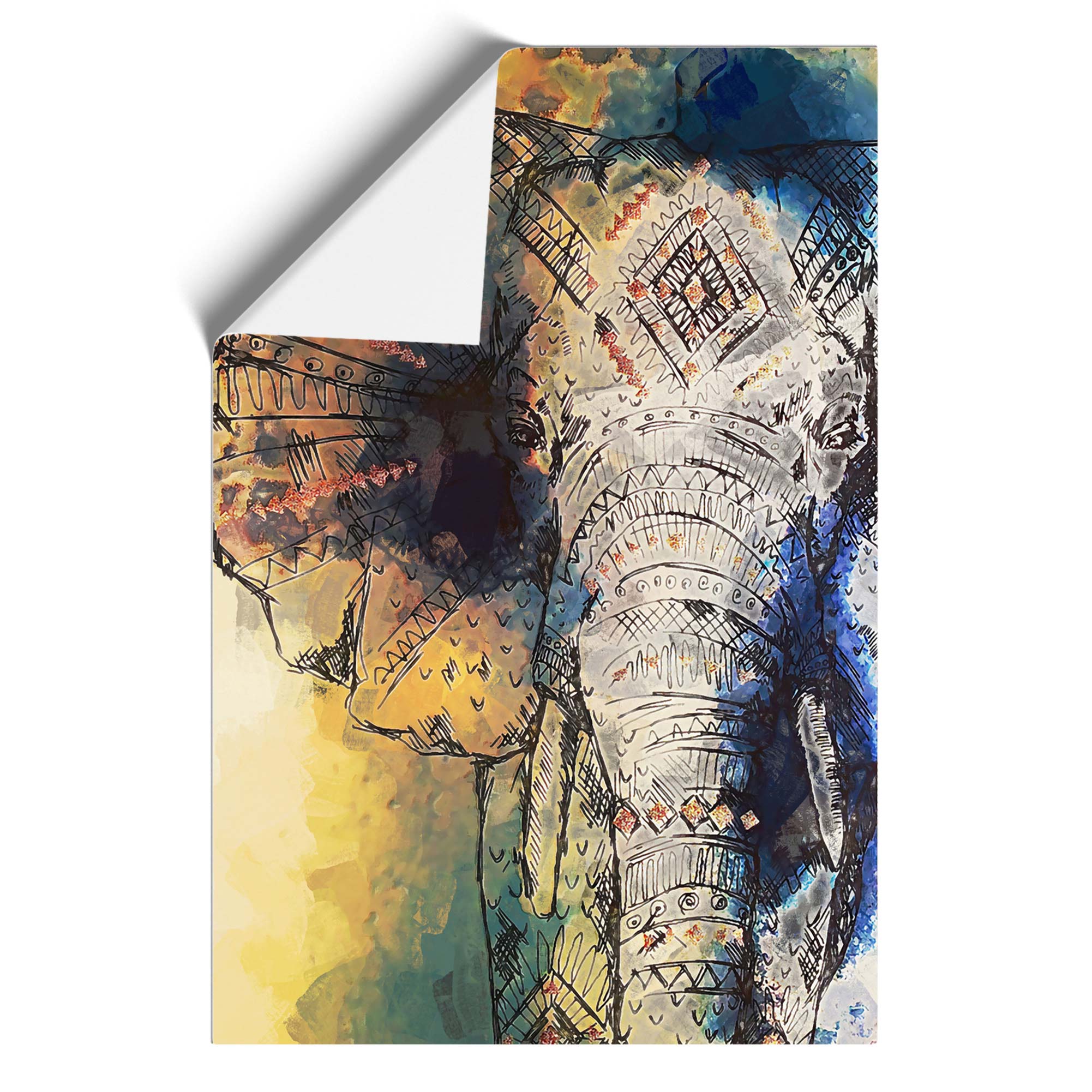 Indian Elephant in Abstract Framed Canvas Wall Art Print Poster Picture ...
