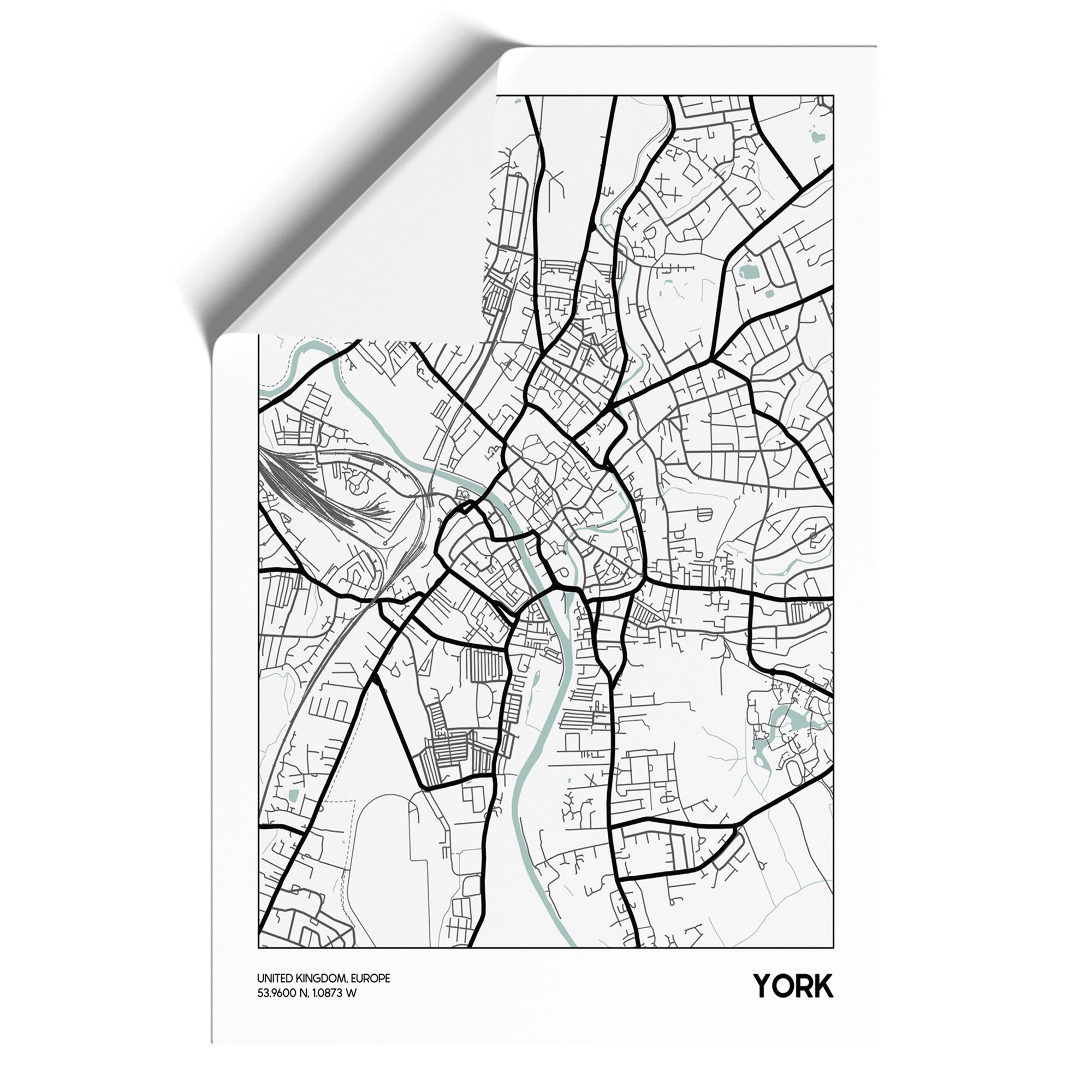 Map York Uk Wall Art Print Framed Canvas Picture Poster Decor Living ...