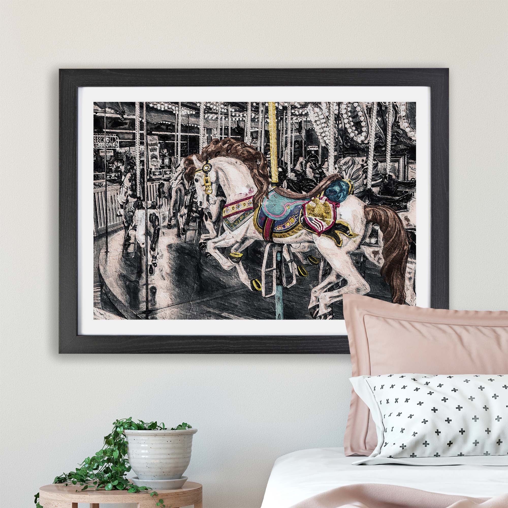 Carousel Horse Wall Art Framed Picture Print | eBay