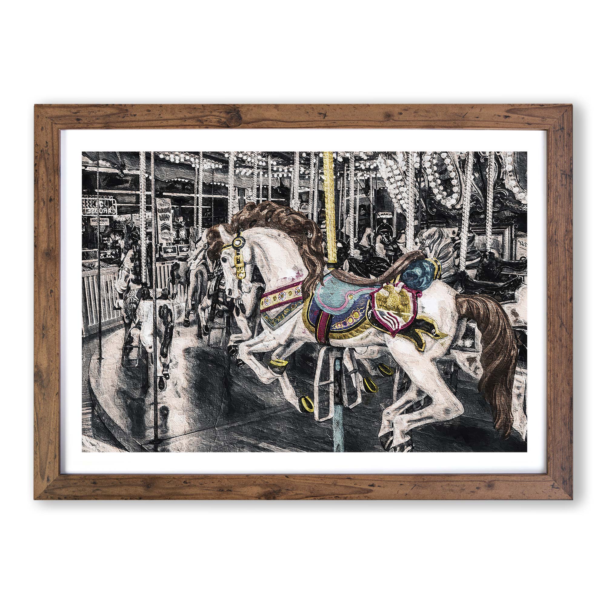 Carousel Horse Wall Art Framed Picture Print | eBay