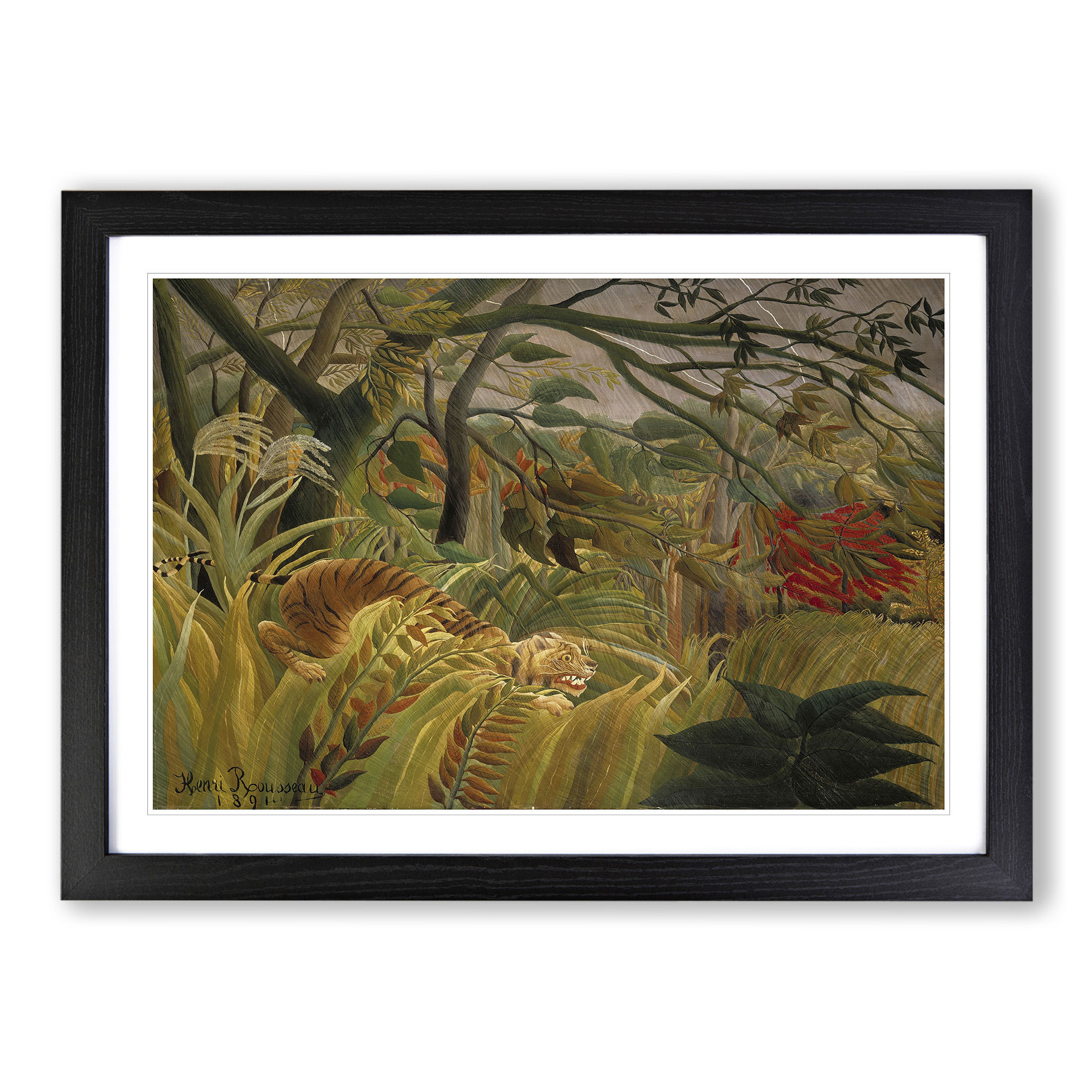 Tiger in a Tropical Storm Henri Rousseau Framed Wall Art Canvas Print ...