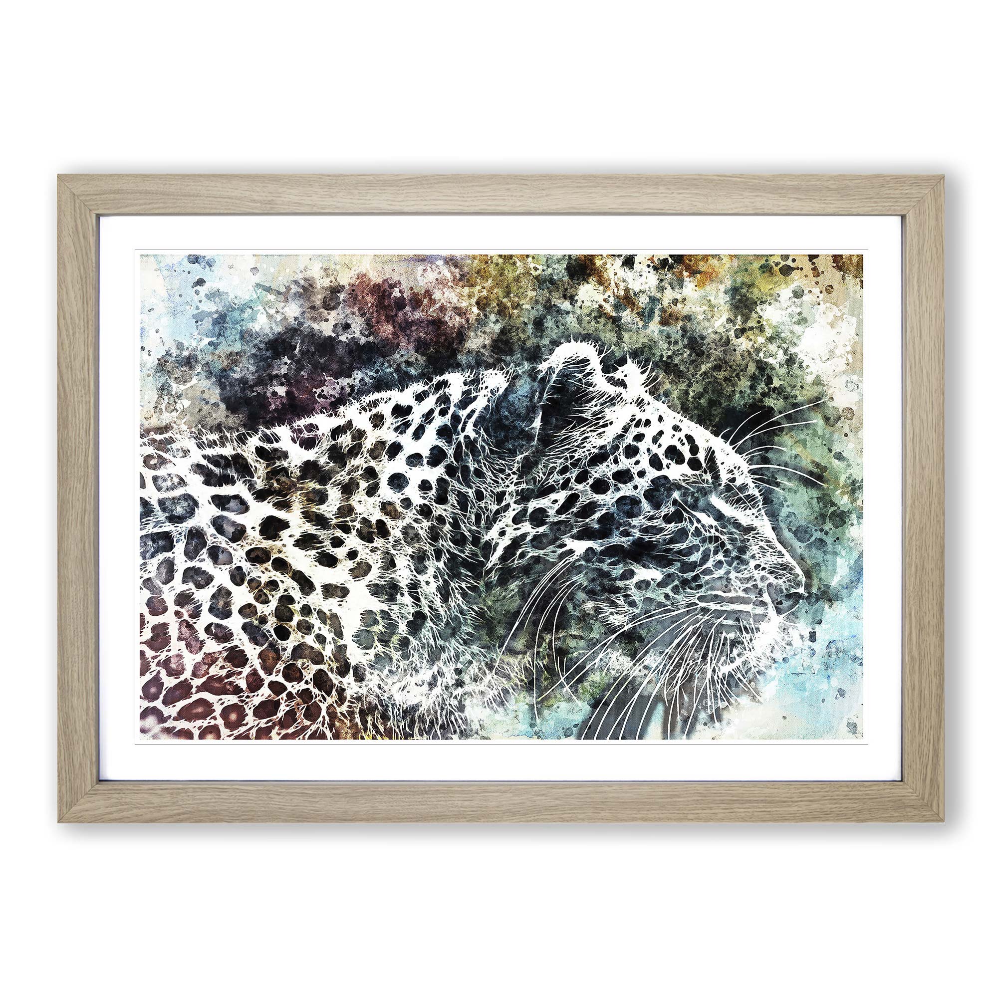 Leopard In Abstract Animal Wall Art Print Framed Canvas Picture Poster ...