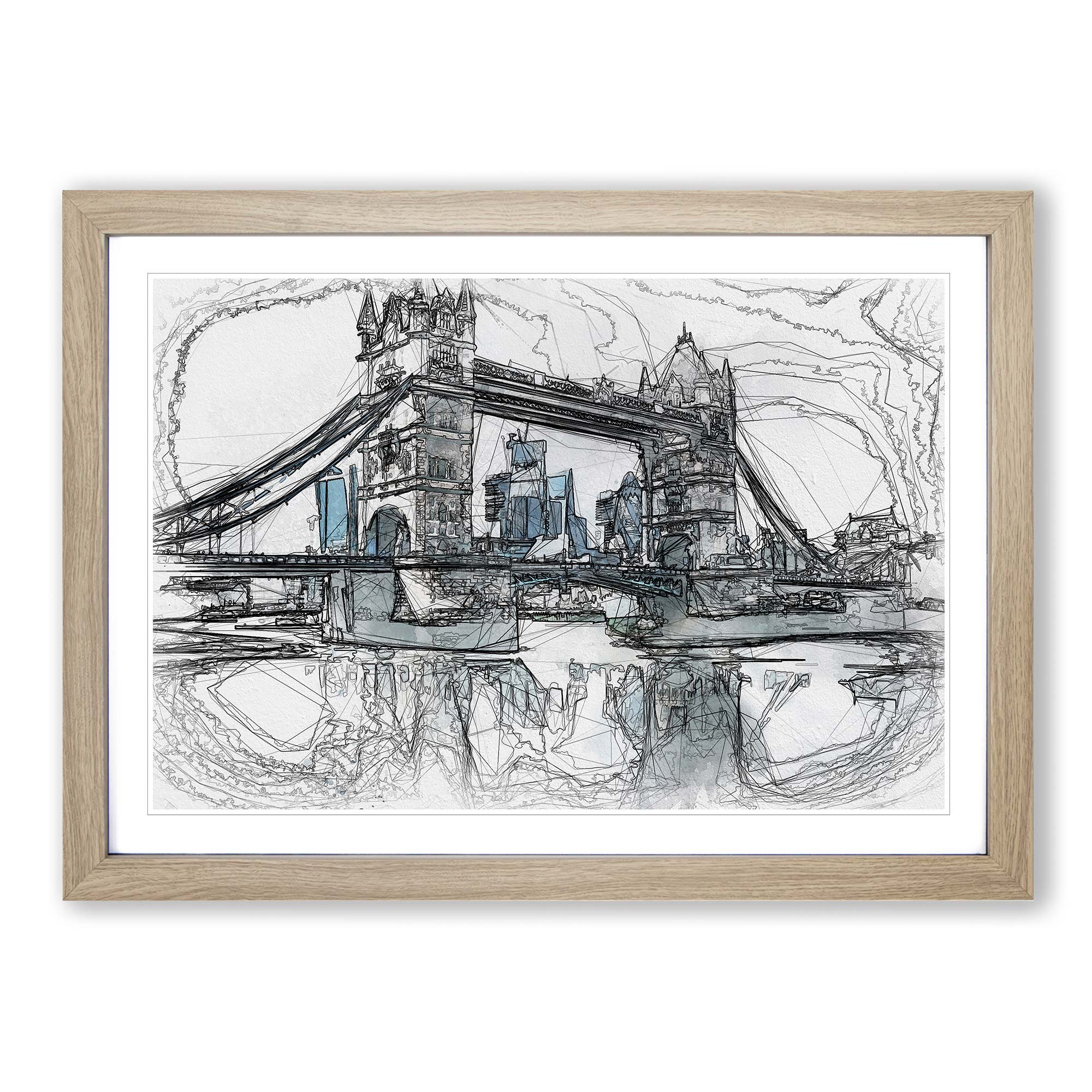 London Bridge in Abstract Framed Canvas Wall Art Print Poster Picture ...