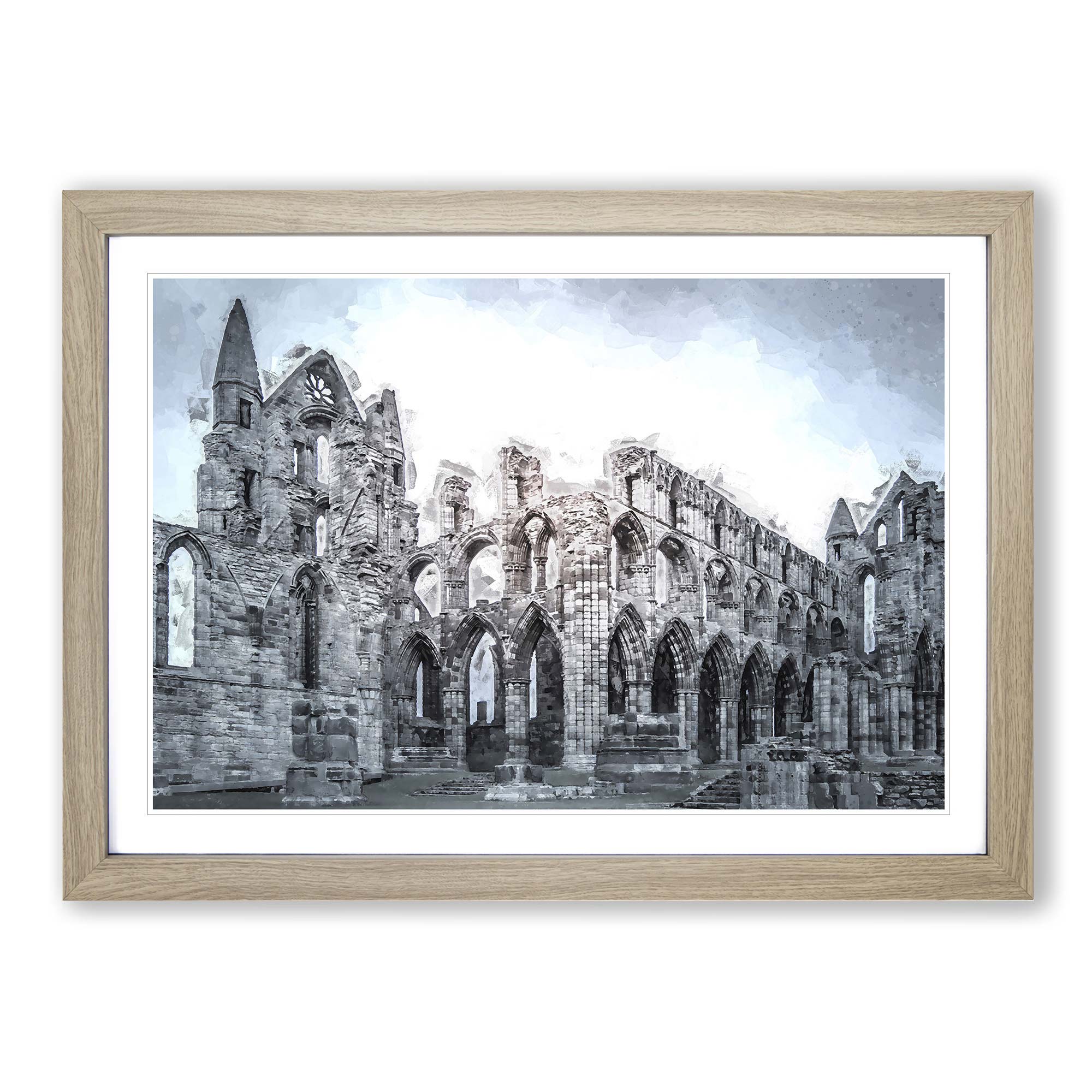 Ruins of Whitby Abbey in England in Abstract Framed Canvas Wall Art ...