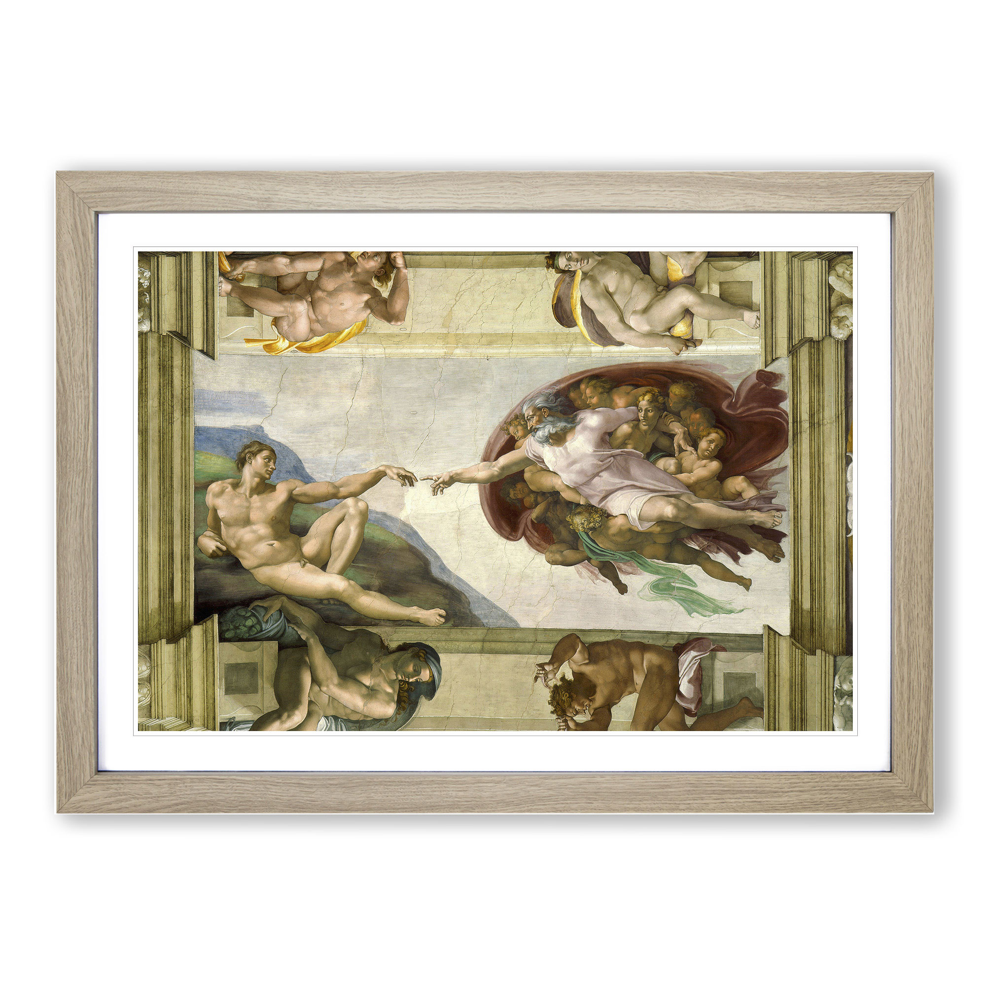 The Creation Of Adam By Michelangelo Framed Canvas Wall Art Print ...