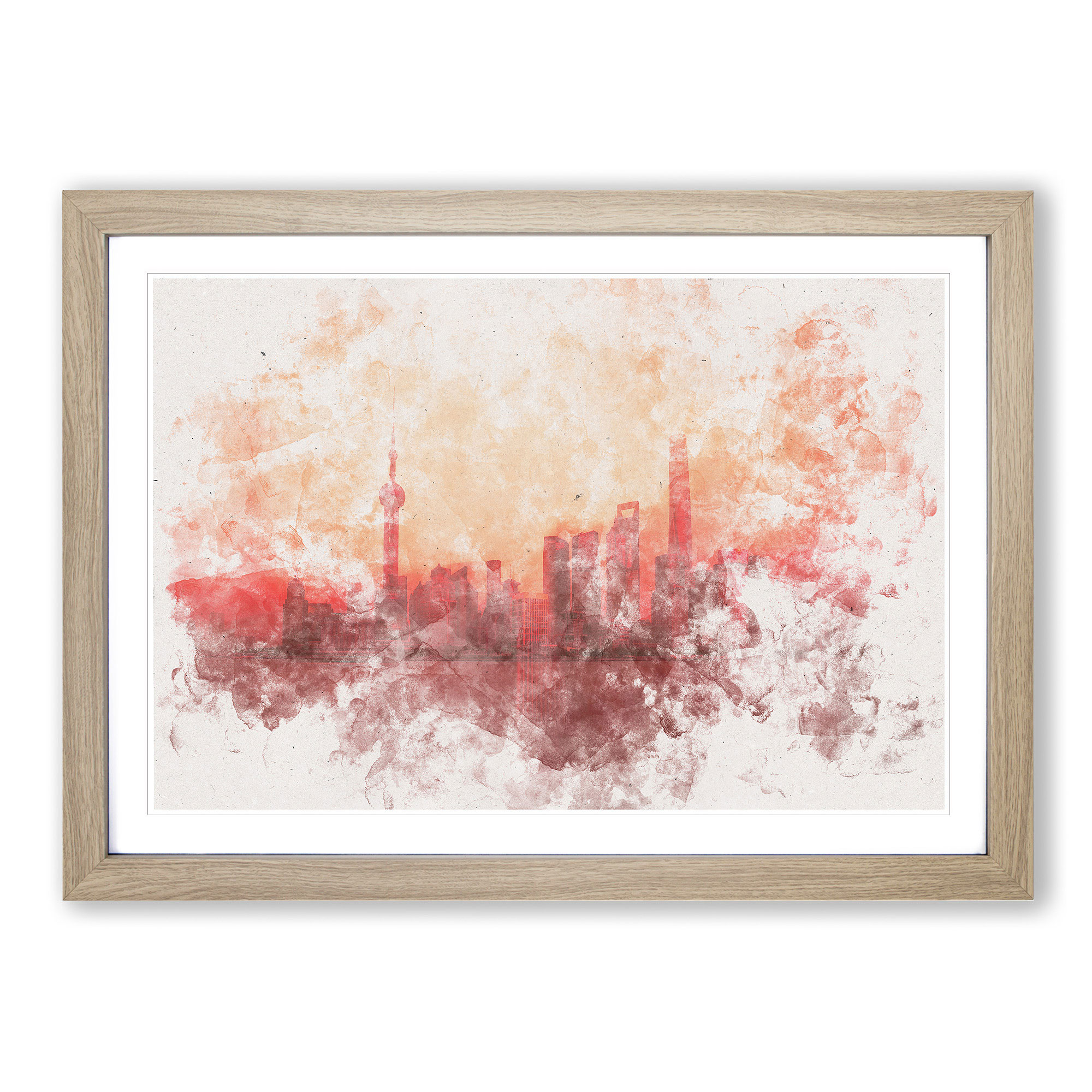 The Shanghai China Skyline Framed Canvas Wall Art Print Poster Picture ...