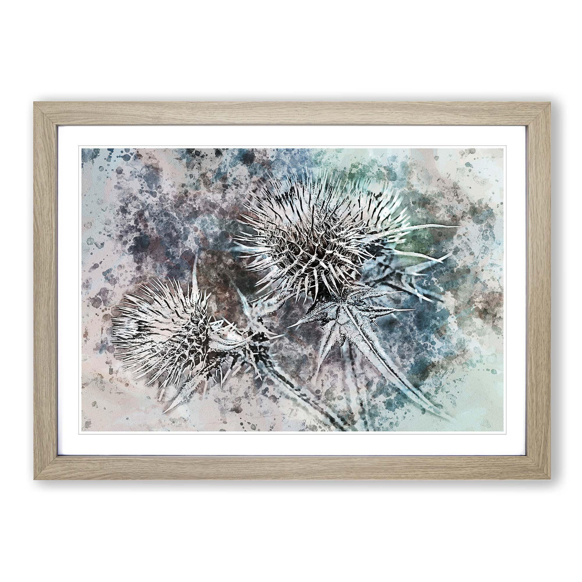 Thistle Flower in Abstract Framed Canvas Wall Art Print Poster Picture ...