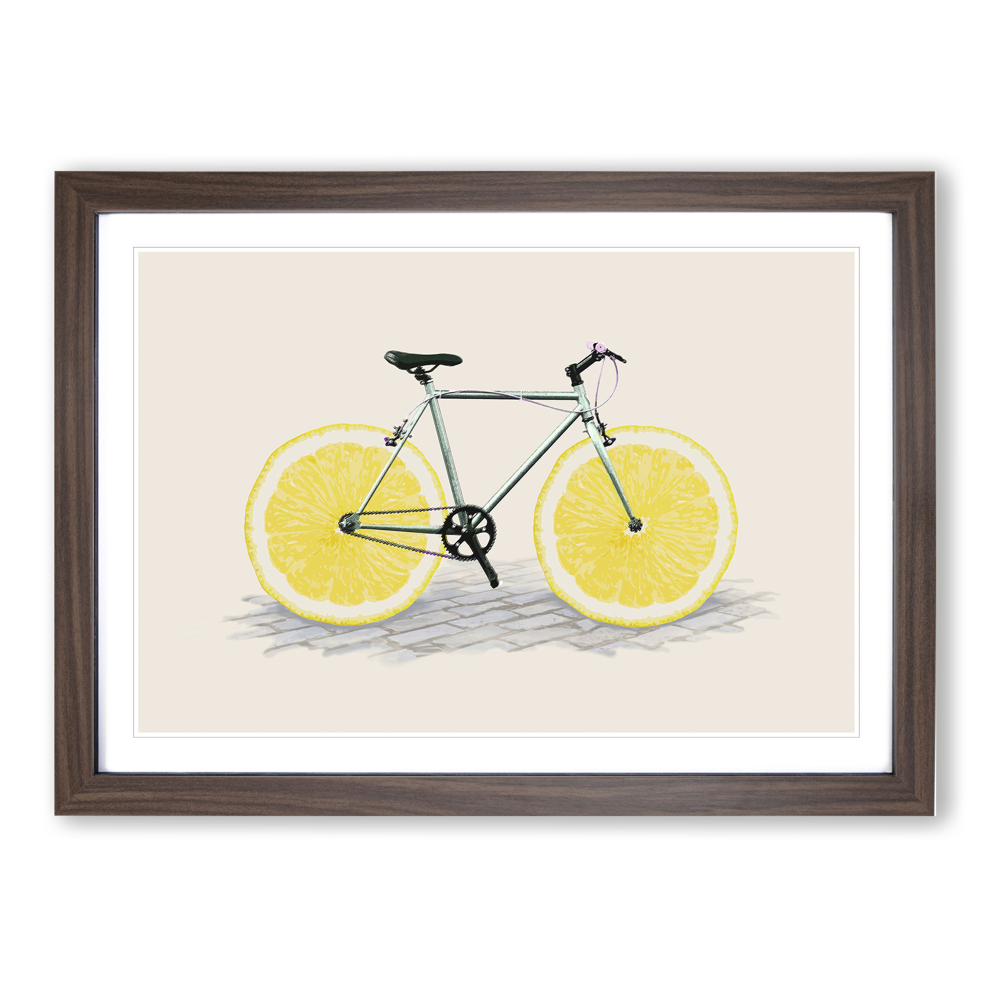 Lemon Bicycle Framed Canvas Wall Art Print Poster Picture, Home Decor ...